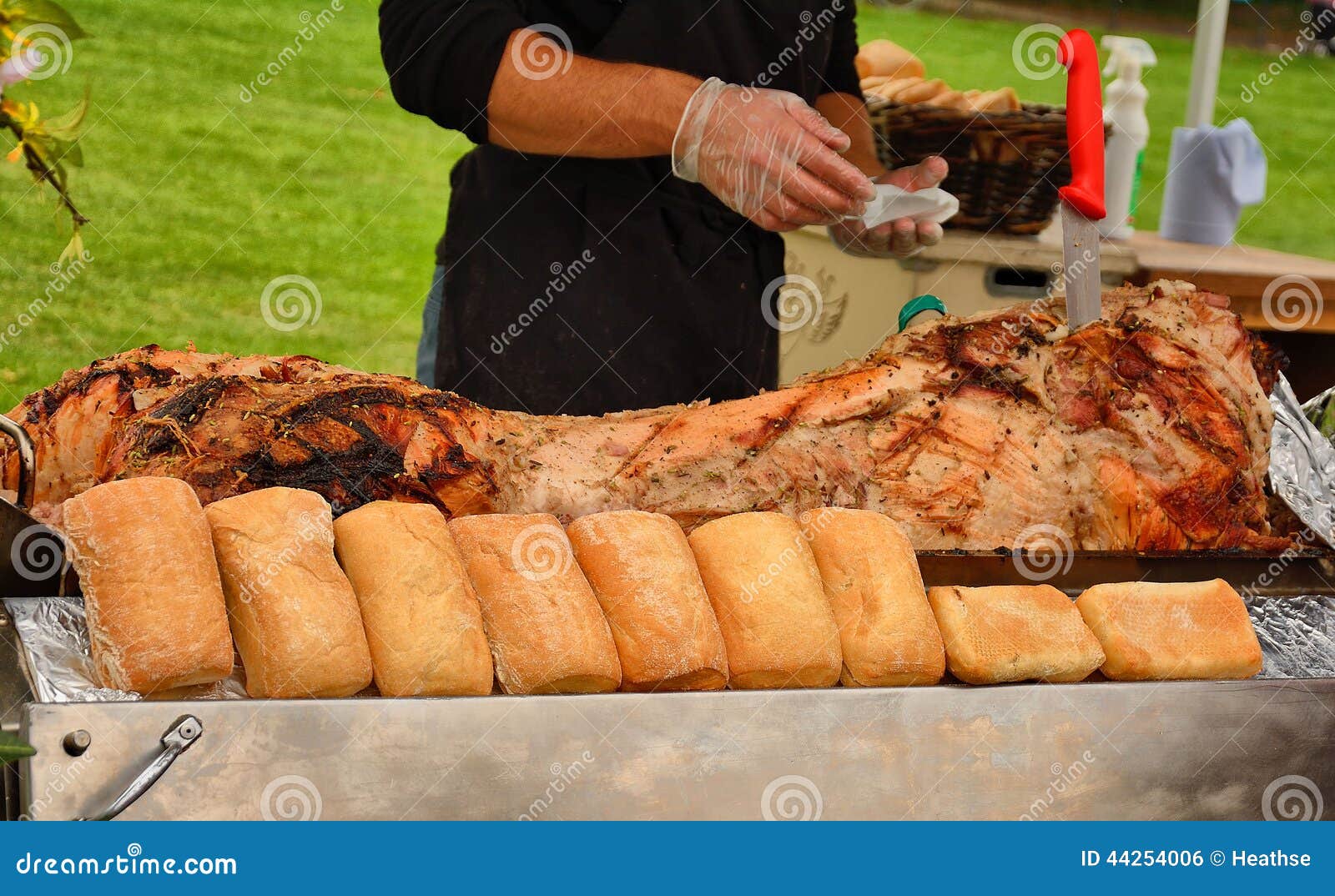 Serving hog pig roast stock photo. Image of open, rolls - 44254006