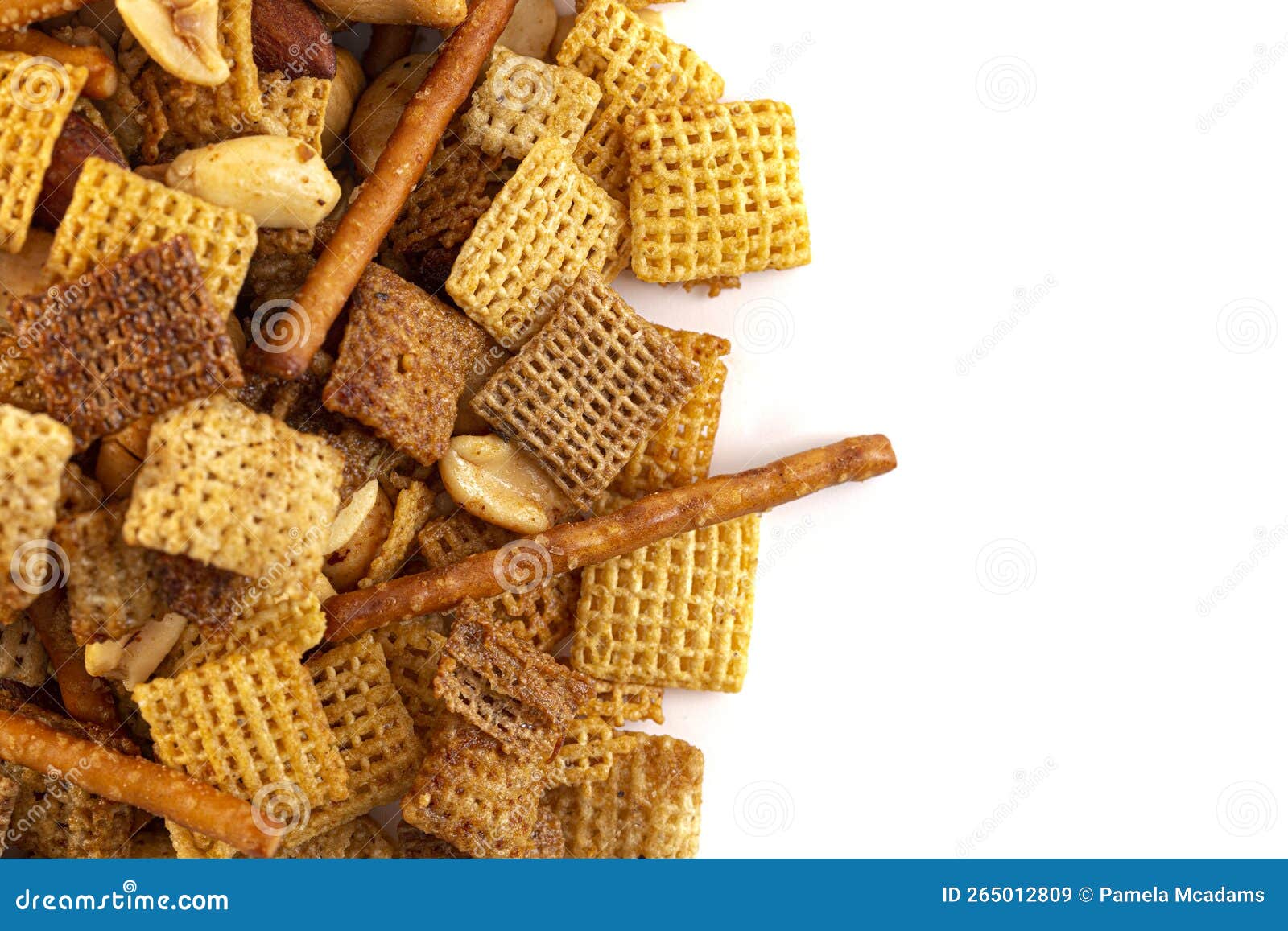 A Serving of Homemade Cereal Nut and Prezel Trail Mix Isolated on a ...