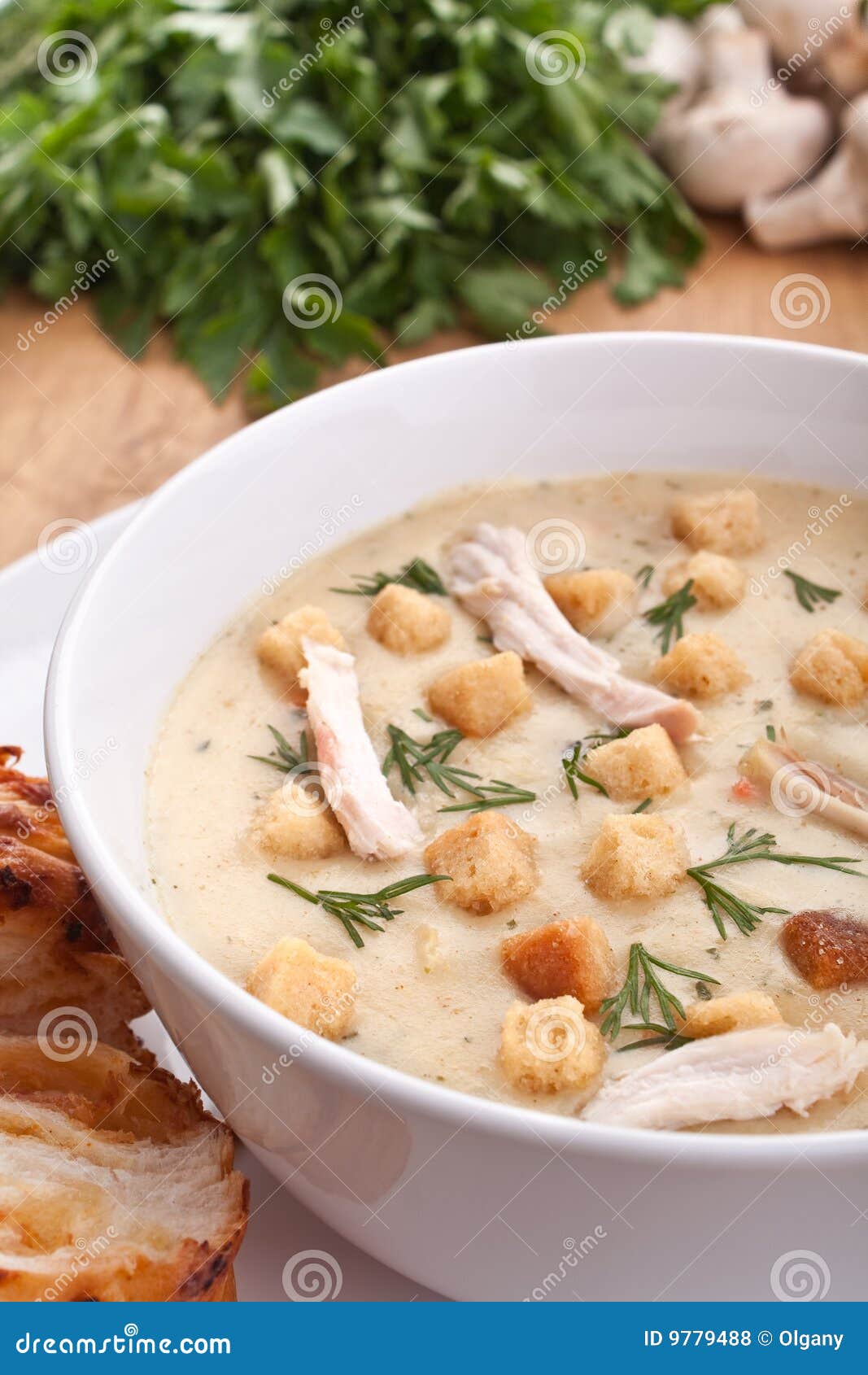 Serving of Mushroom Cream Soup Stock Photo - Image of food, healthy ...