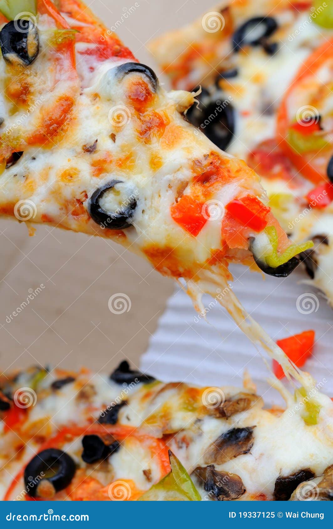 Serving of pizza stock image. Image of food, vegetarian - 19337125