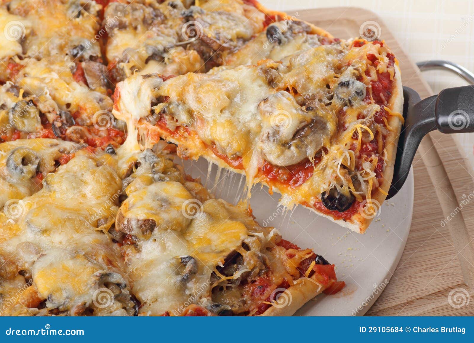 Serving Pizza stock photo. Image of italian, dinner, sausage - 29105684