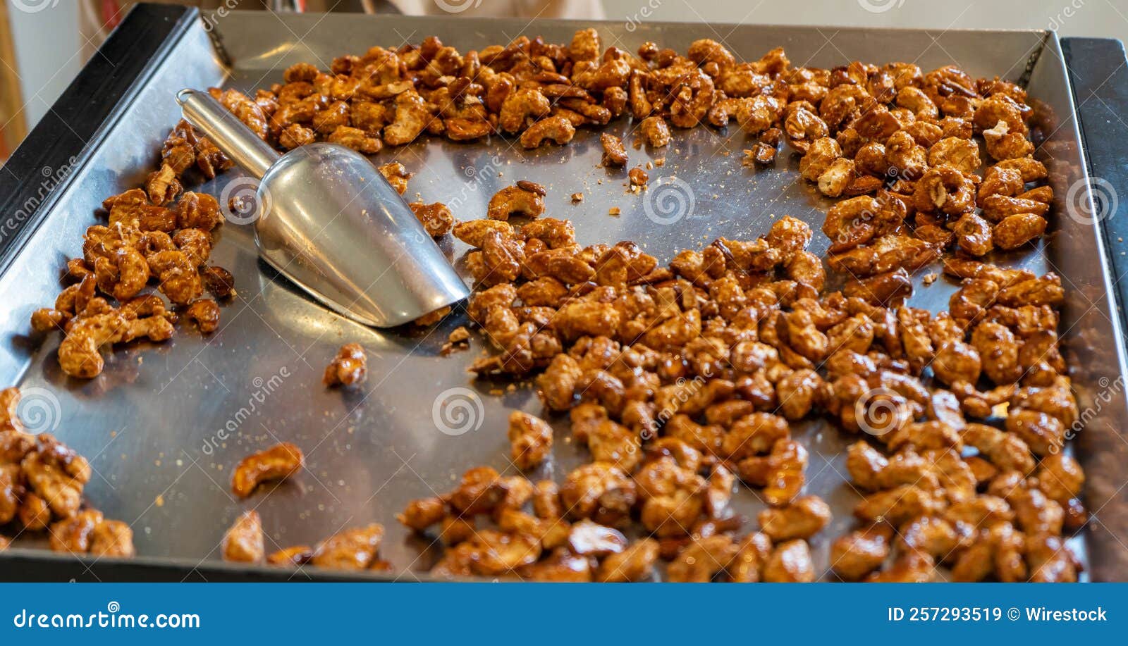 Serving Plate of Caramel Candied Peanuts in a Shop Stock Image - Image ...