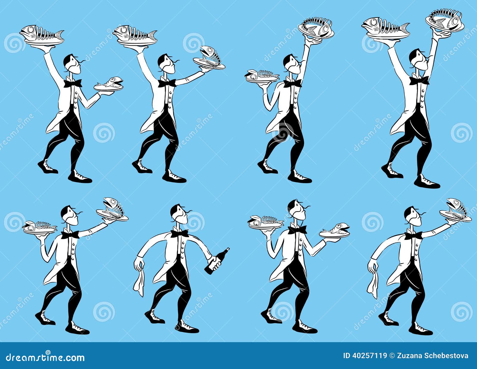 Restaurant Waiter Isometric Flowchart Vector Illustration ...
