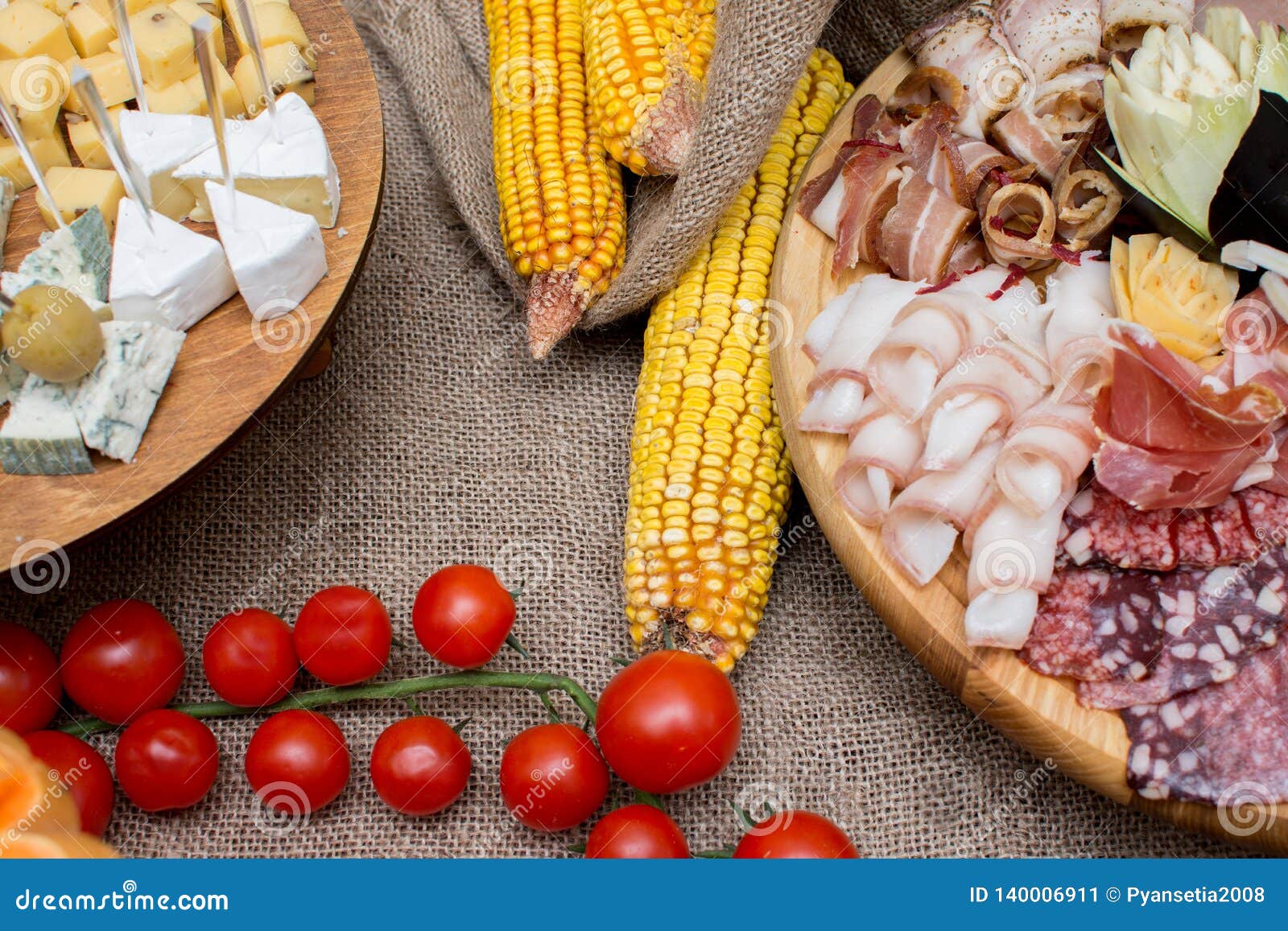 Serving Snacks. Meat and Cheese Plate Decorated Stock Image - Image of ...