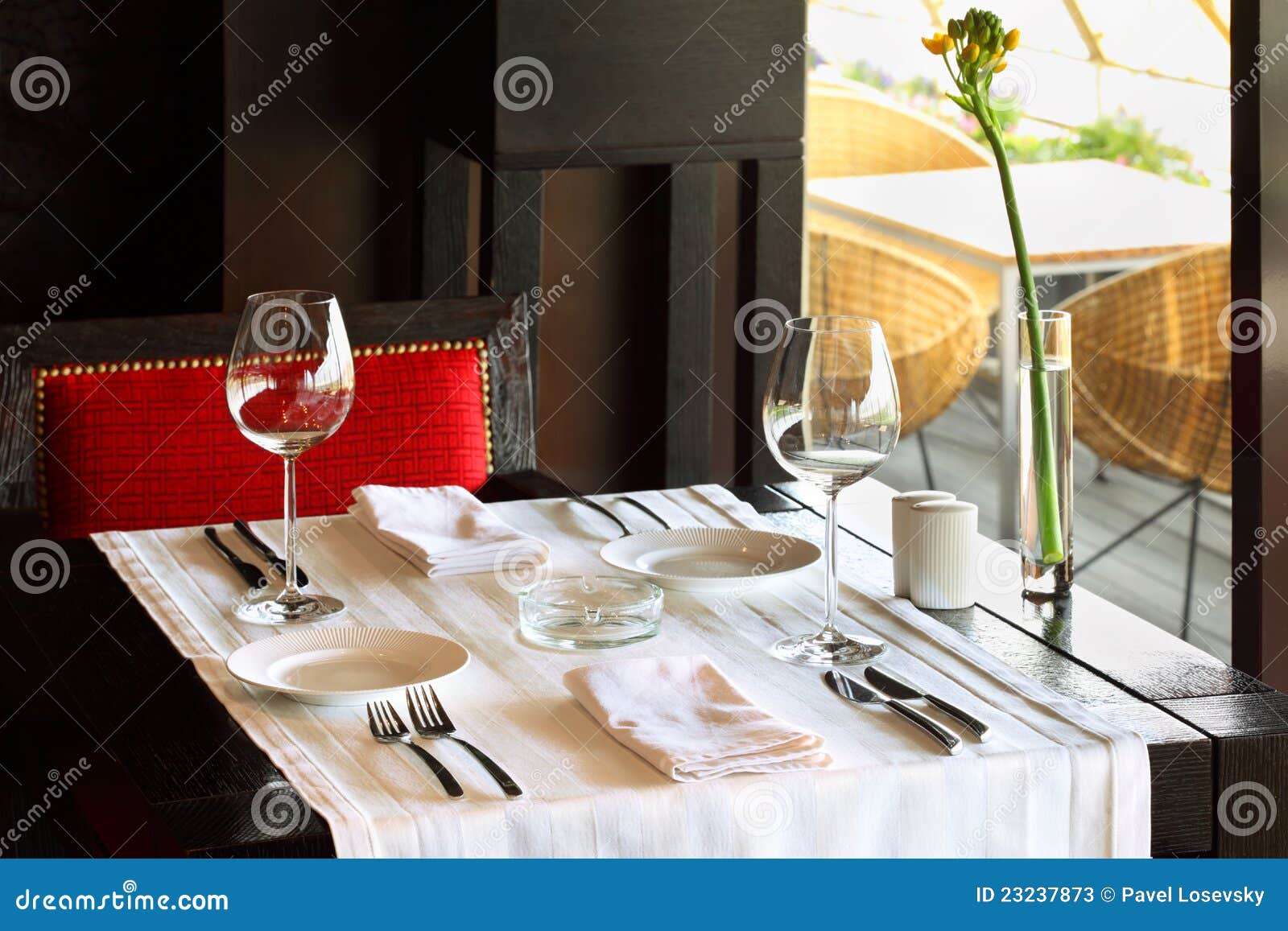Serving at Table and Chair in Empty Restaurant Stock Image - Image of ...