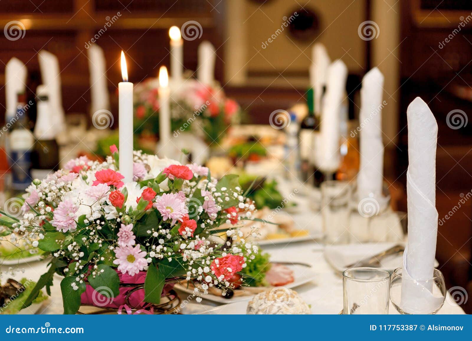 Serving Table Prepared for Event Party or Wedding. Soft Focus, S Stock ...