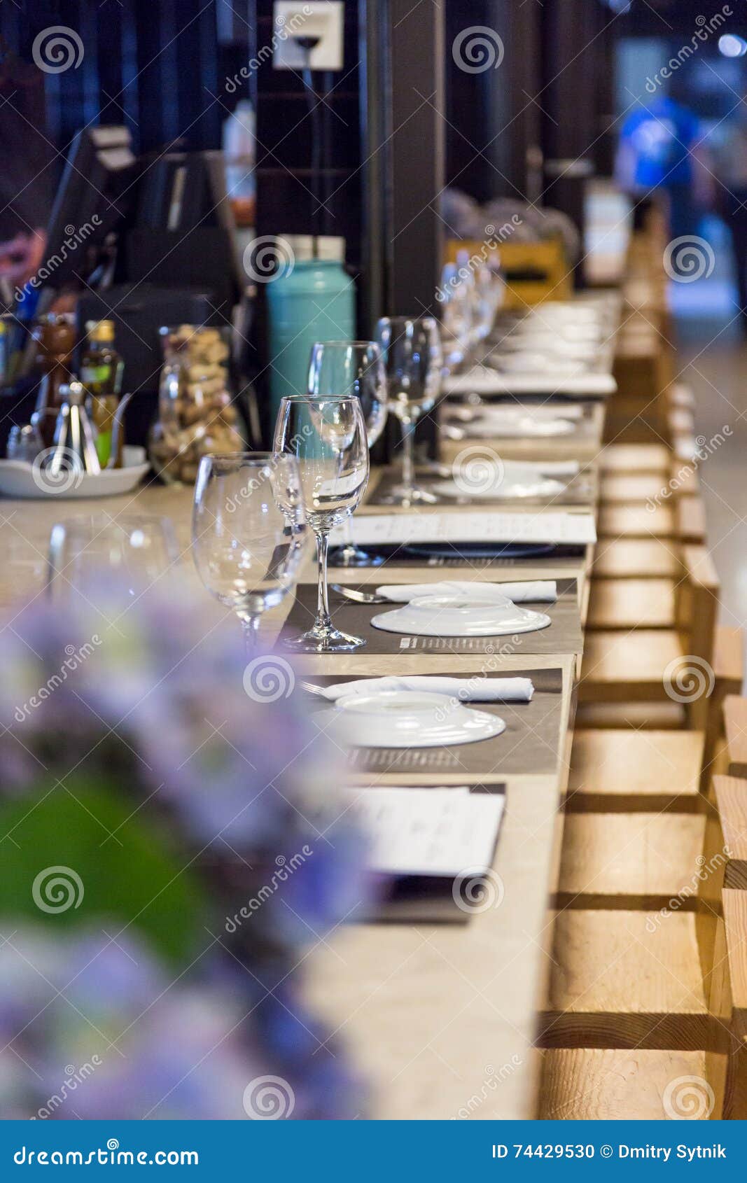 Serving Table at Restaurant for Dinner Stock Photo - Image of knife ...