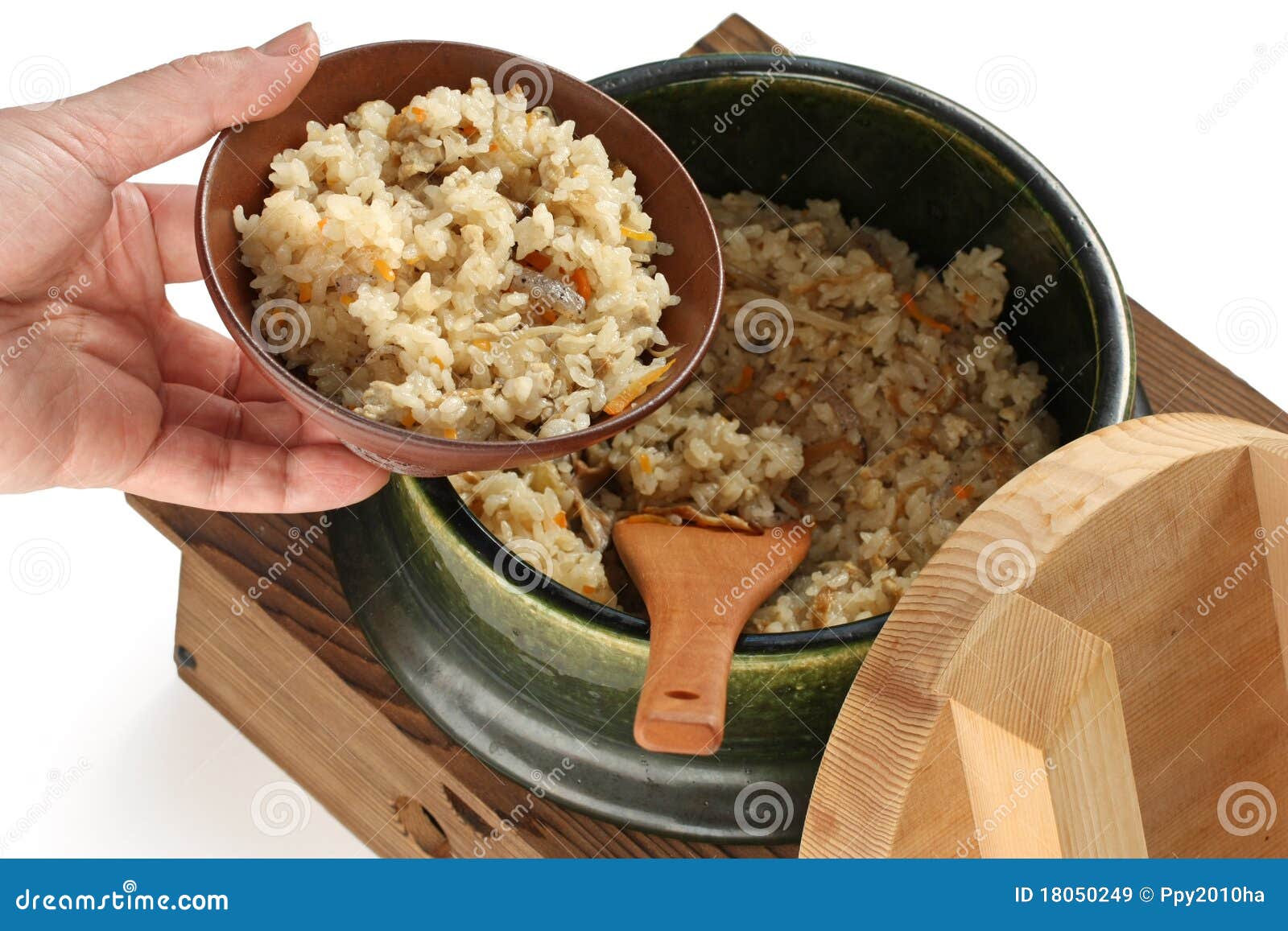 Serving Takikomi Gohan (japanese Mixed Rice) Royalty-Free Stock ...