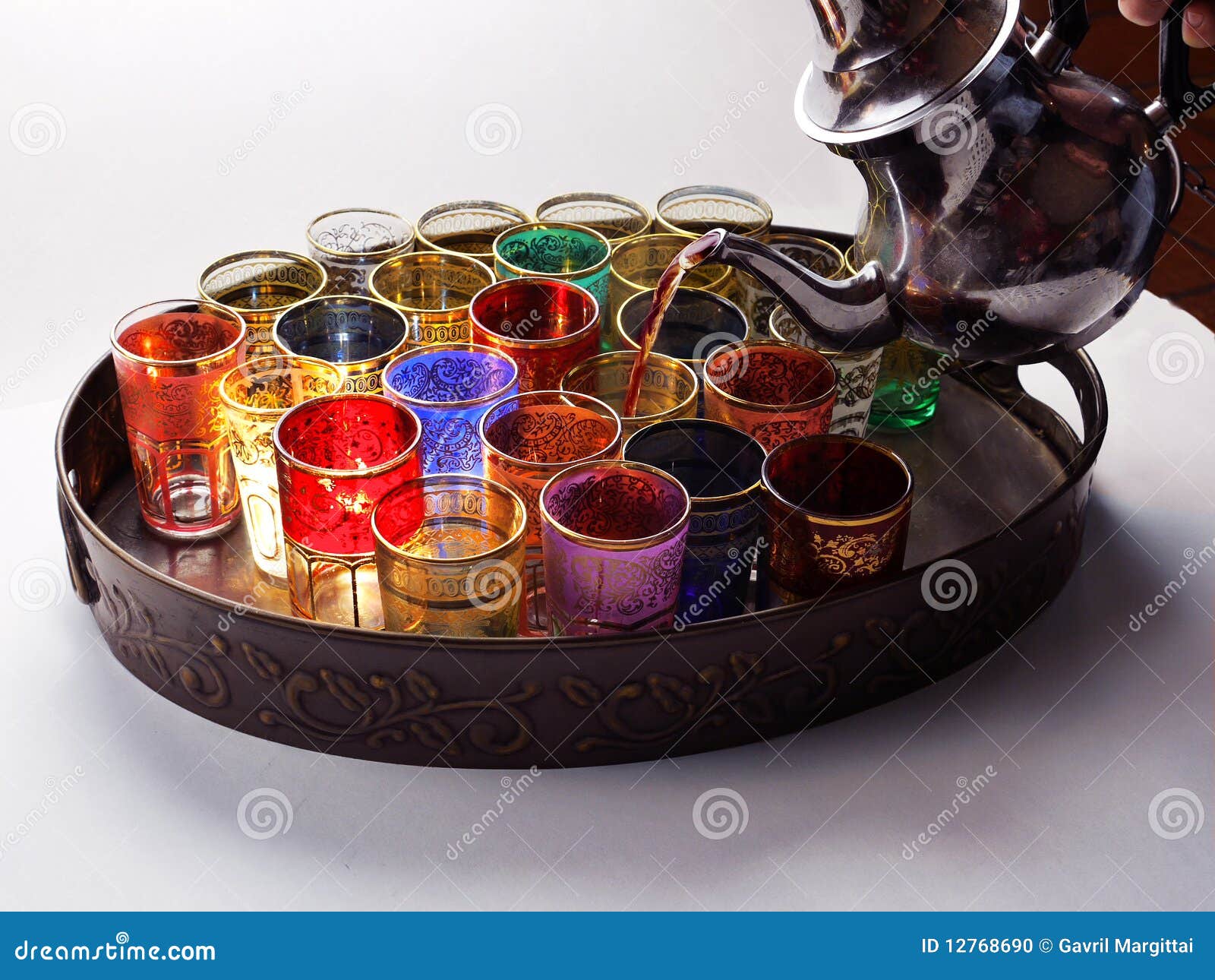 Serving Tea Middle Eastern Style Stock Photo - Image of silver, pouring ...