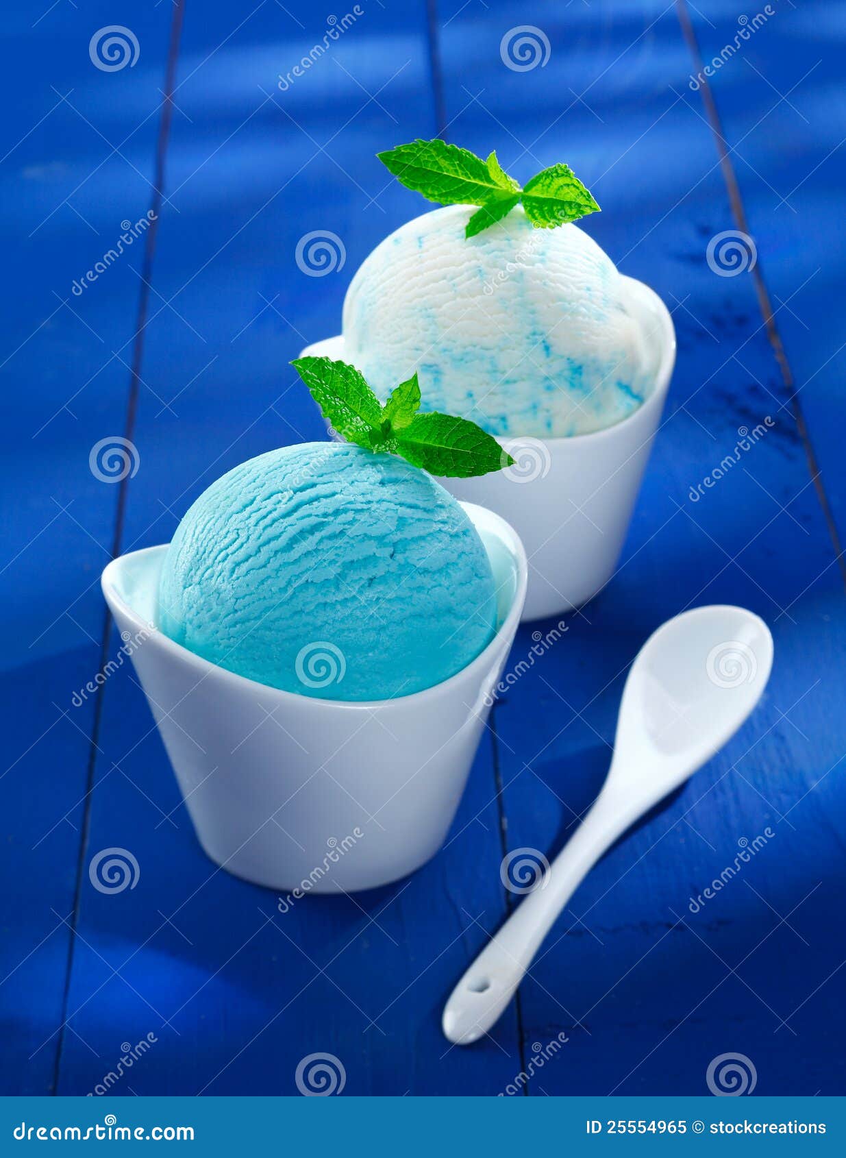 Servings of Blue Italian Icecream Stock Image - Image of refreshing ...