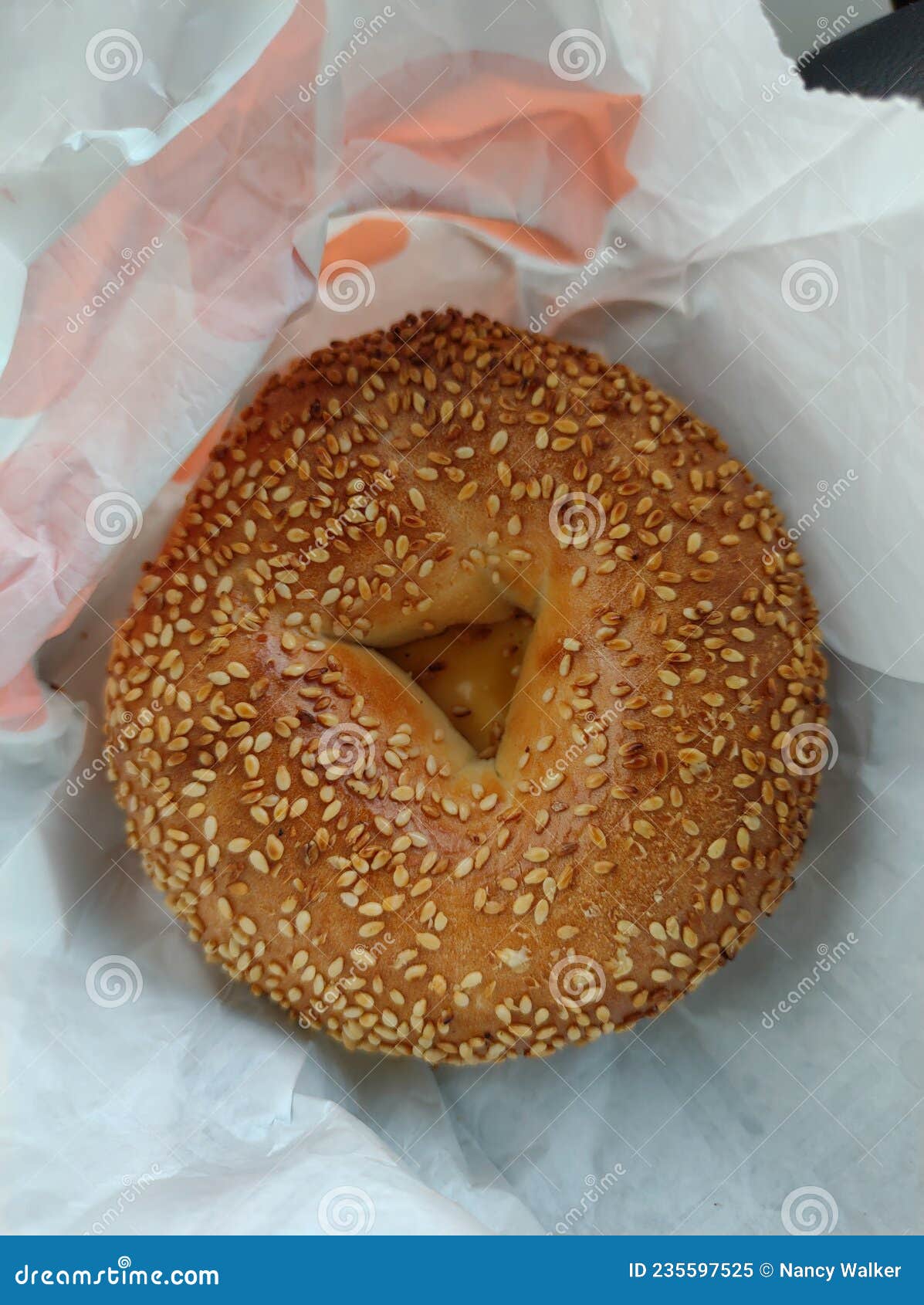 Sesame Bagel Sandwich in a Wrapper Stock Image - Image of snack ...
