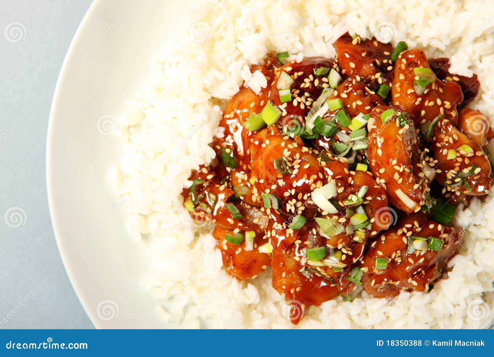Sesame chicken with rice stock photo. Image of colour - 18350388