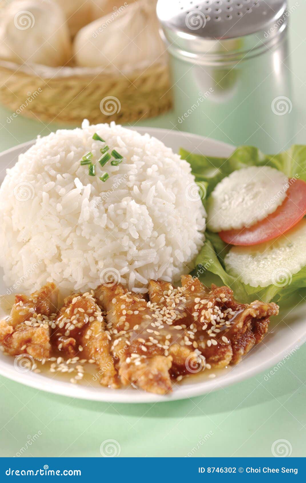 Sesame chicken & rice stock photo. Image of chop, rice - 8746302
