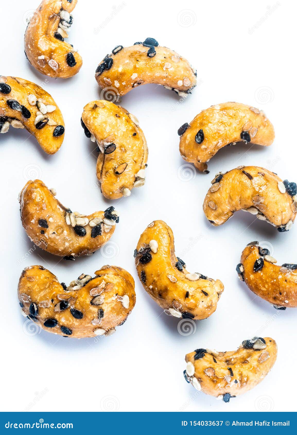 Sesame Coated Cashew Nuts. stock image. Image of nutrition - 154033637