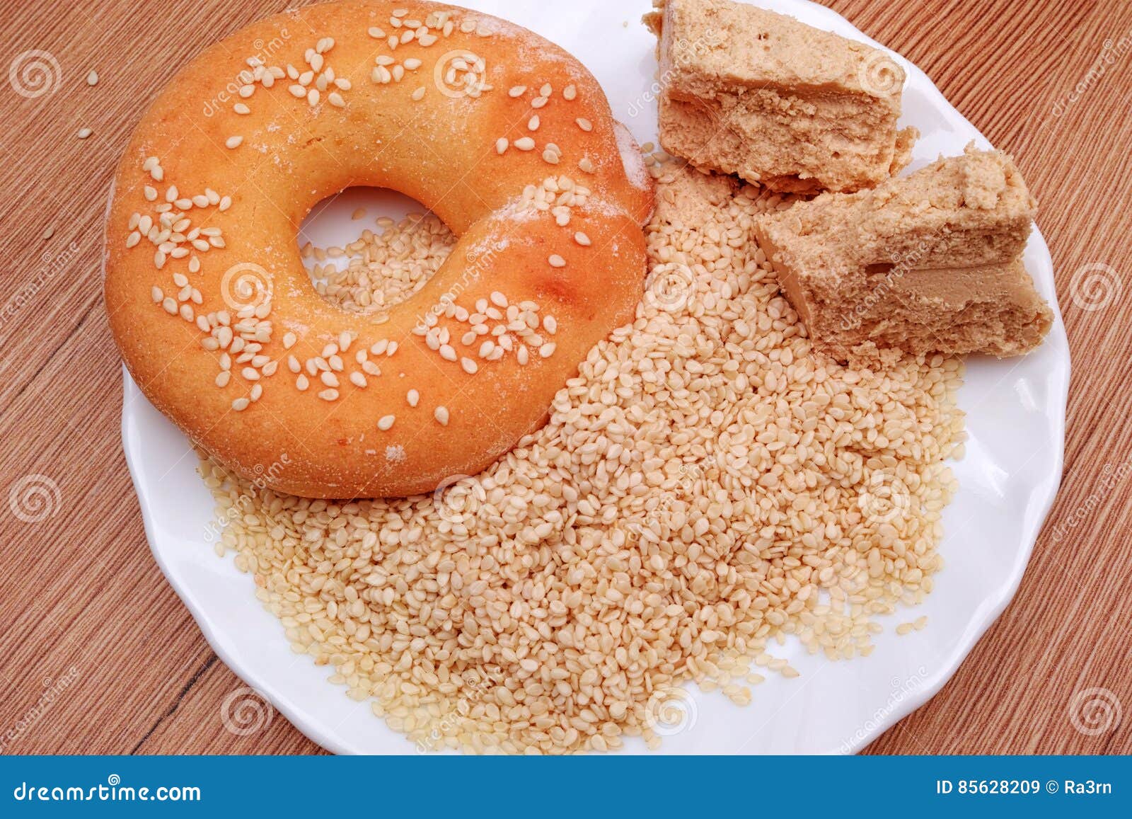 Sesame Grains, Halvah and Donut Stock Image - Image of paste, pastry ...