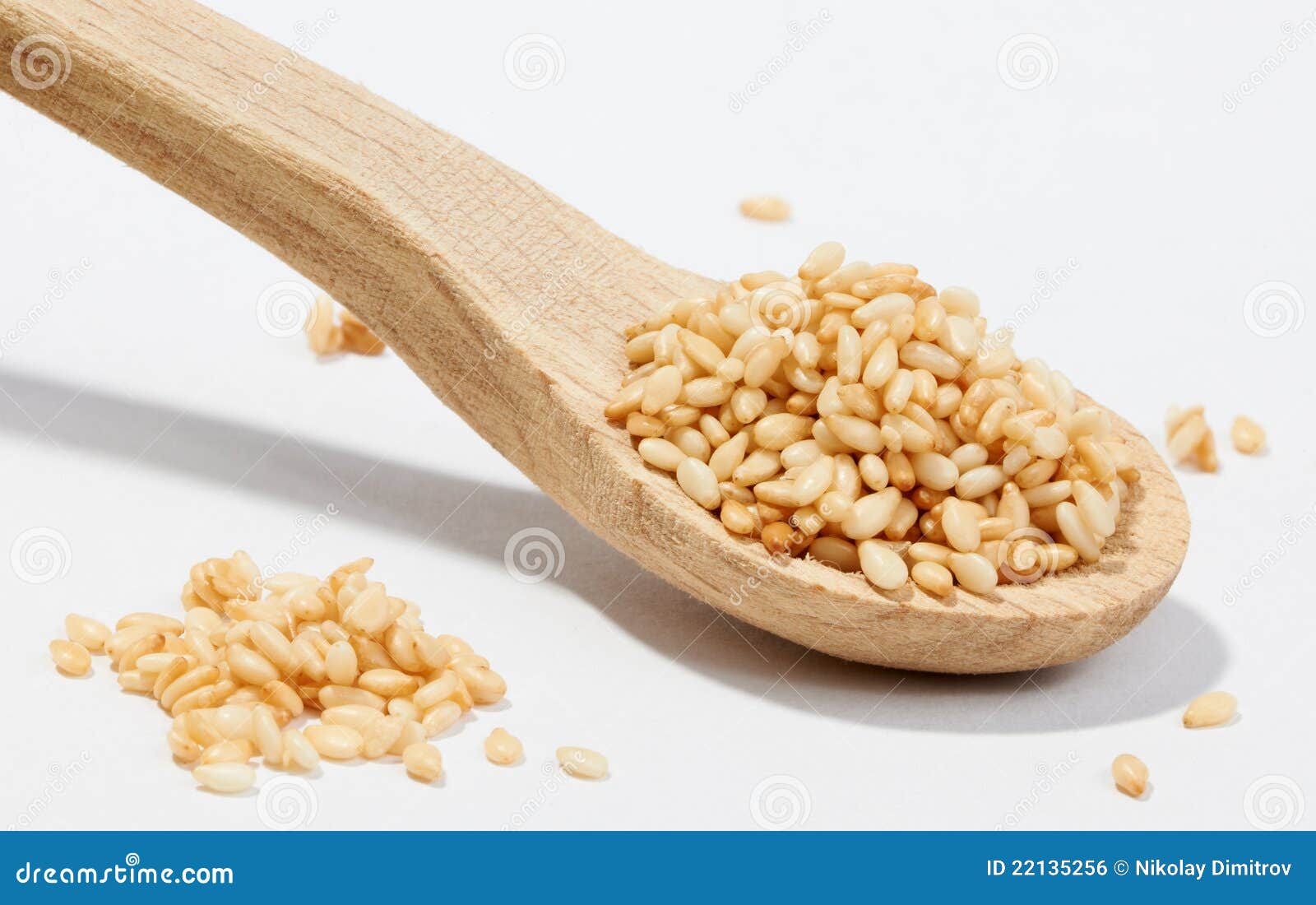 Sesame Grains in Small Wooden Spoon Stock Photo - Image of indicum ...