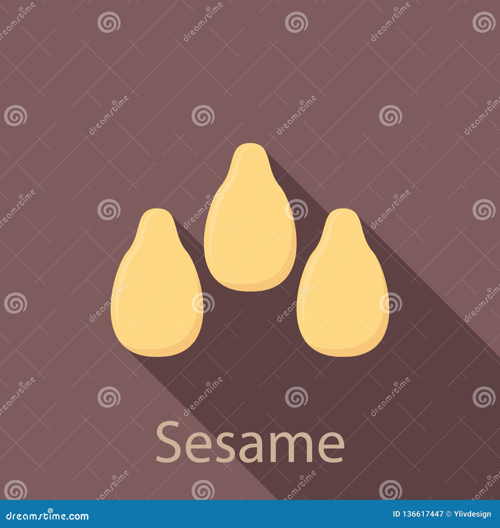 Sesame icon, flat style stock vector. Illustration of icon - 136617447