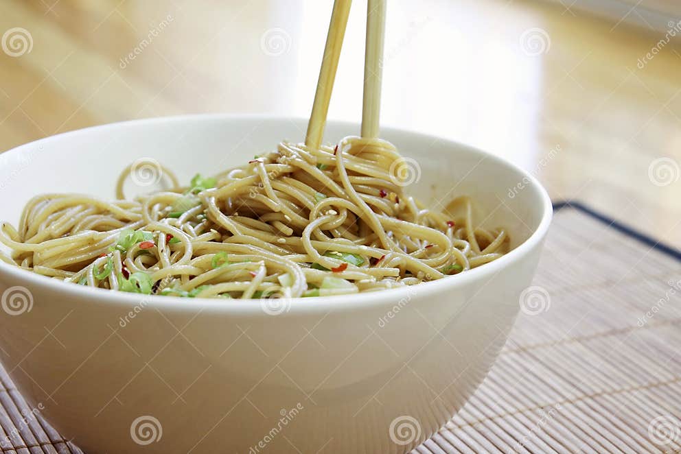 Sesame Noodles stock photo. Image of pasta, sesame, bowl - 17046702