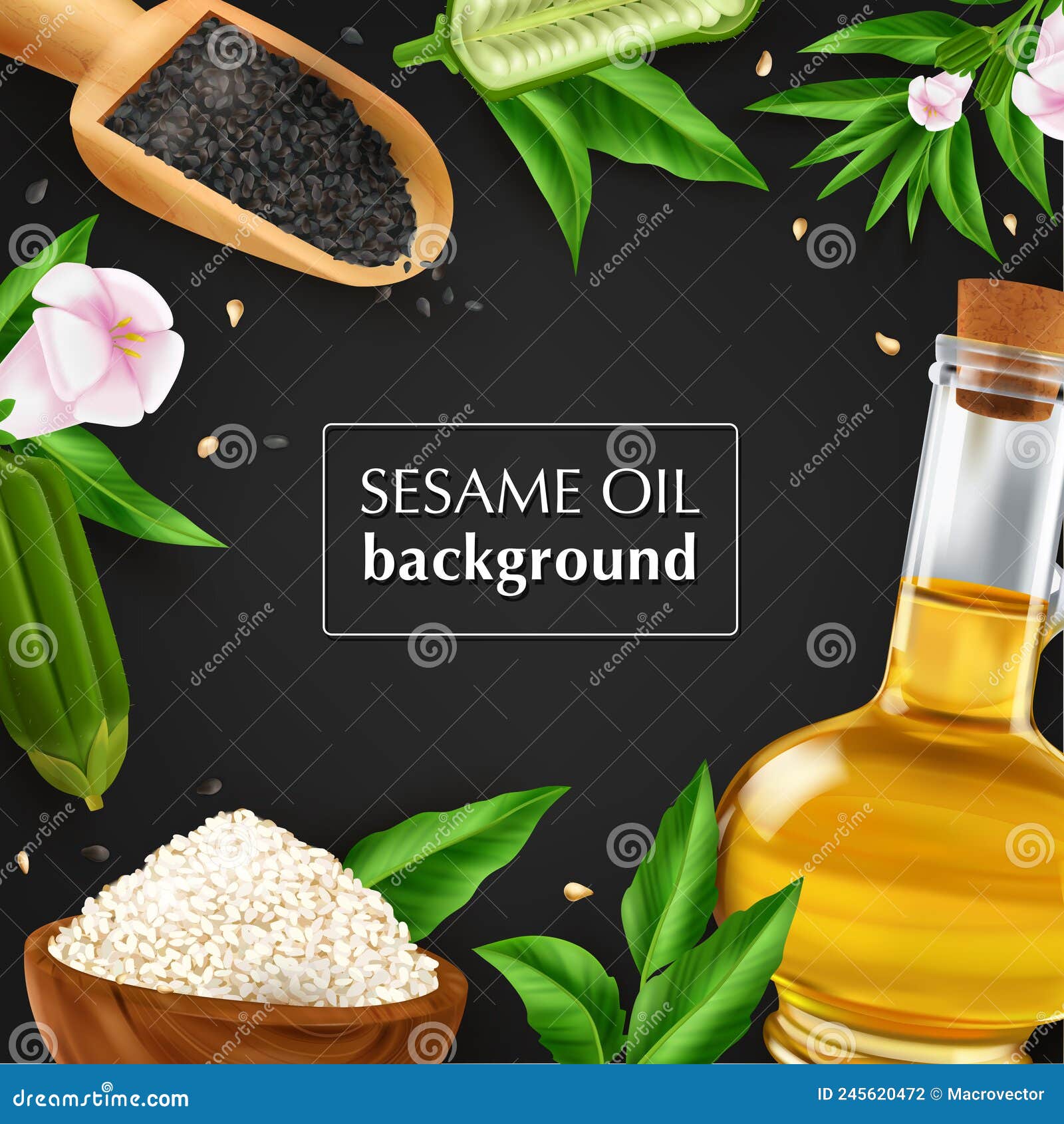 Sesame Realistic Set Cartoon Vector | CartoonDealer.com #251726995