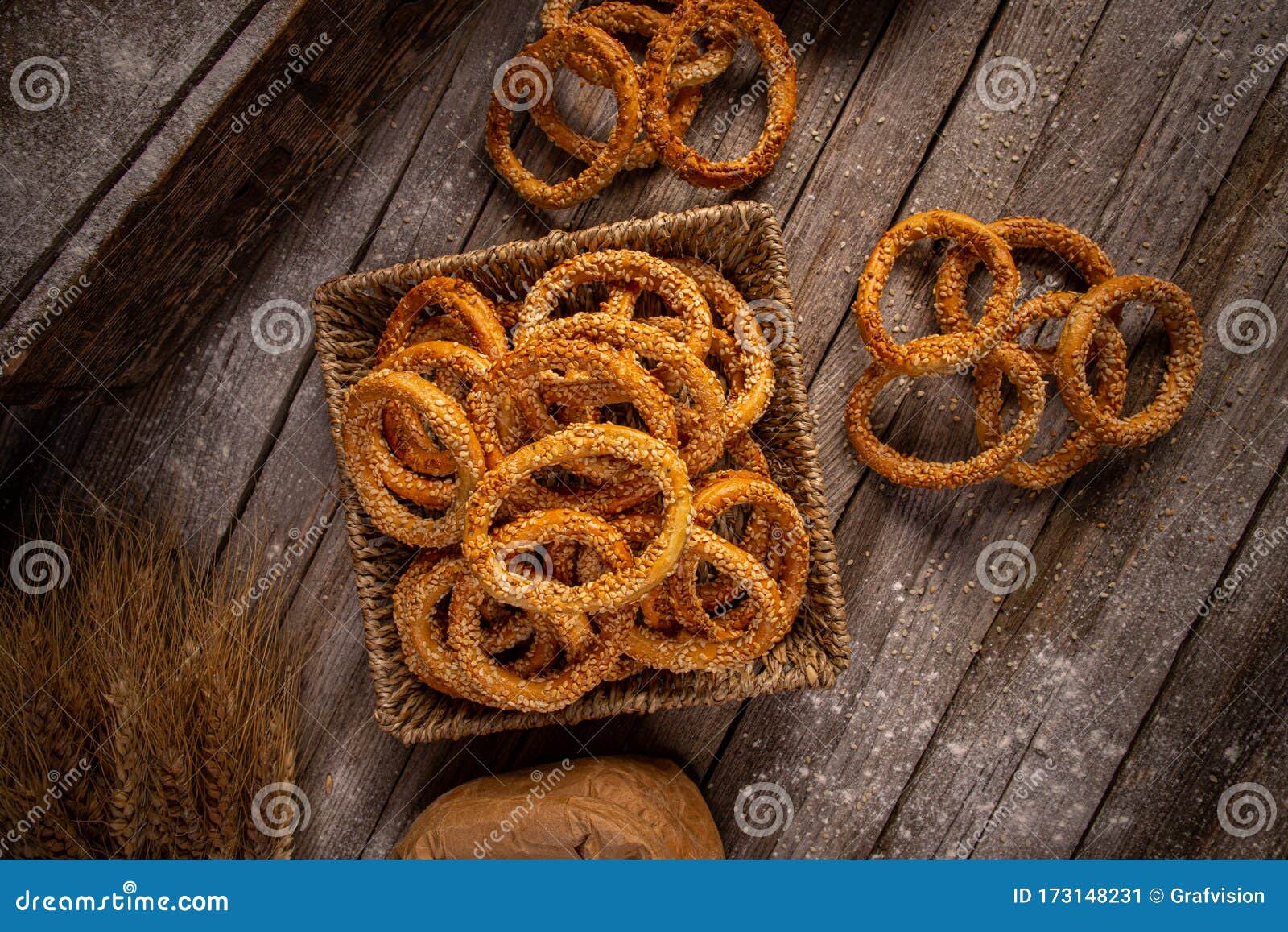 Sesame pretzels stack i stock image. Image of crunchy - 173148231