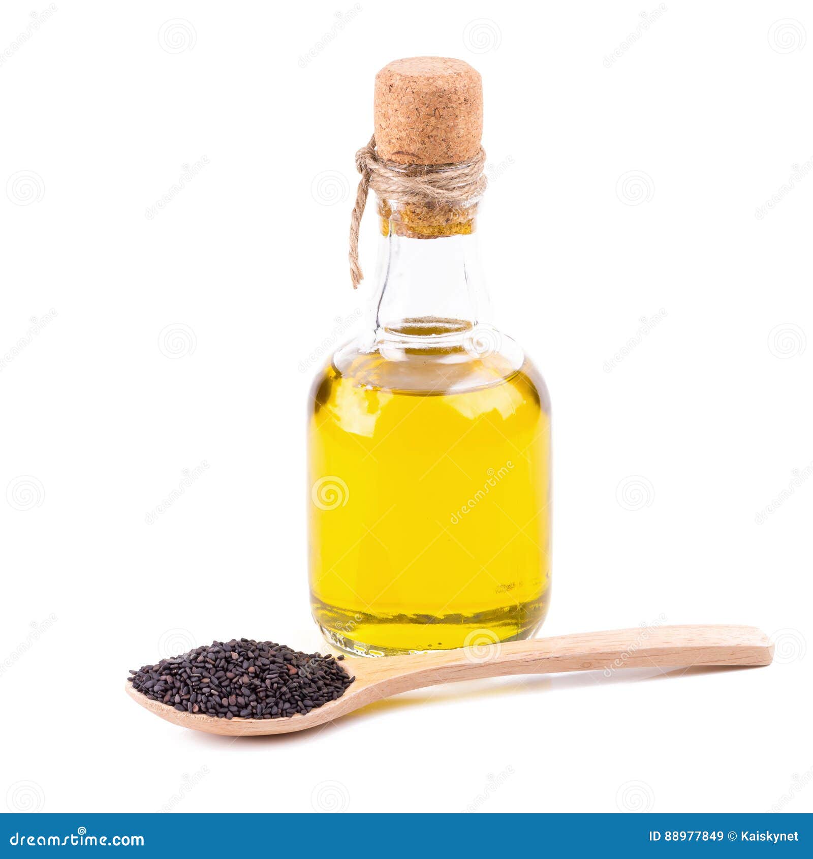 Sesame Seeds and Oil on White Background Stock Image - Image of ...