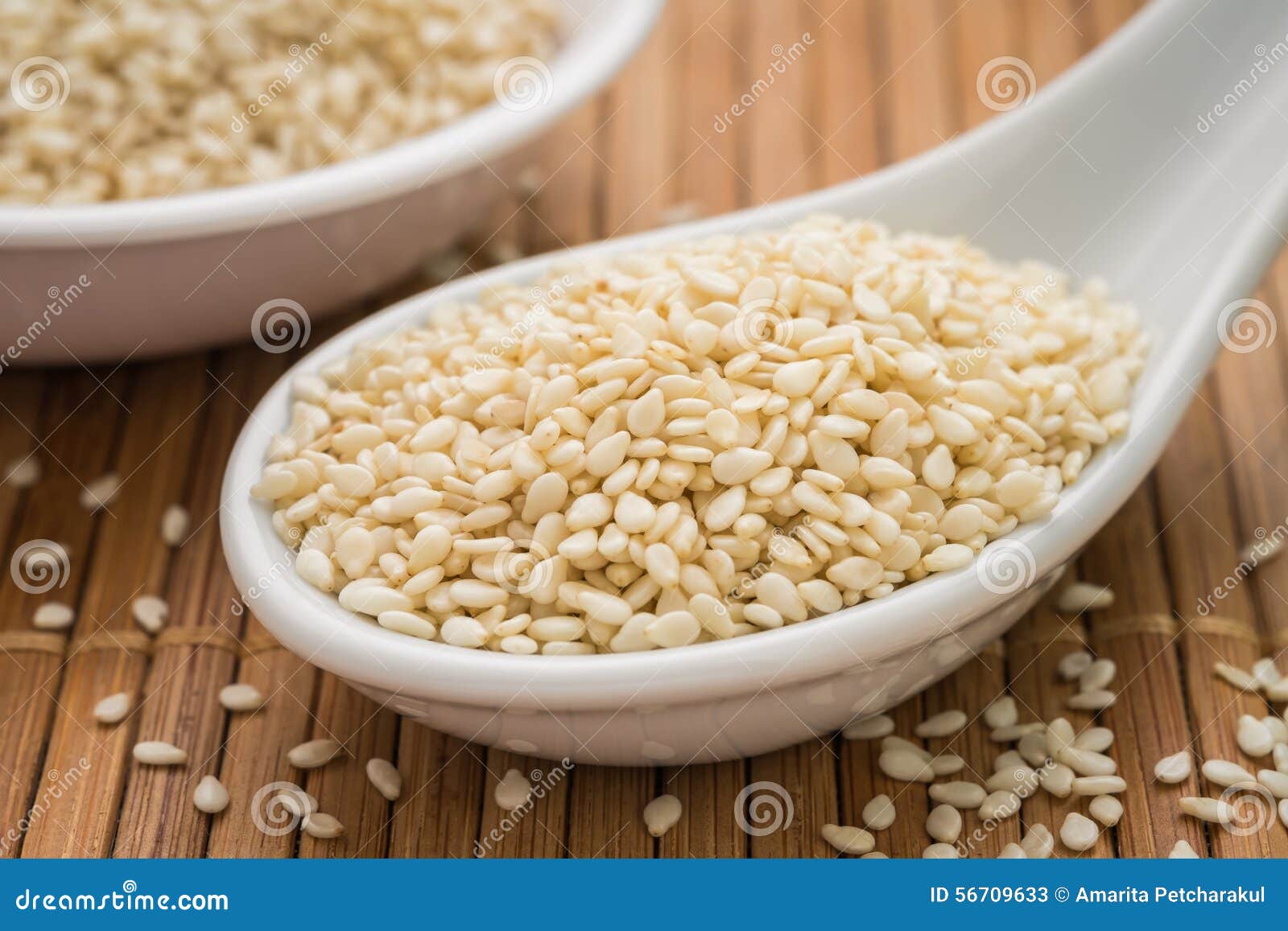 Sesame seeds on spoon stock image. Image of plate, asian - 56709633