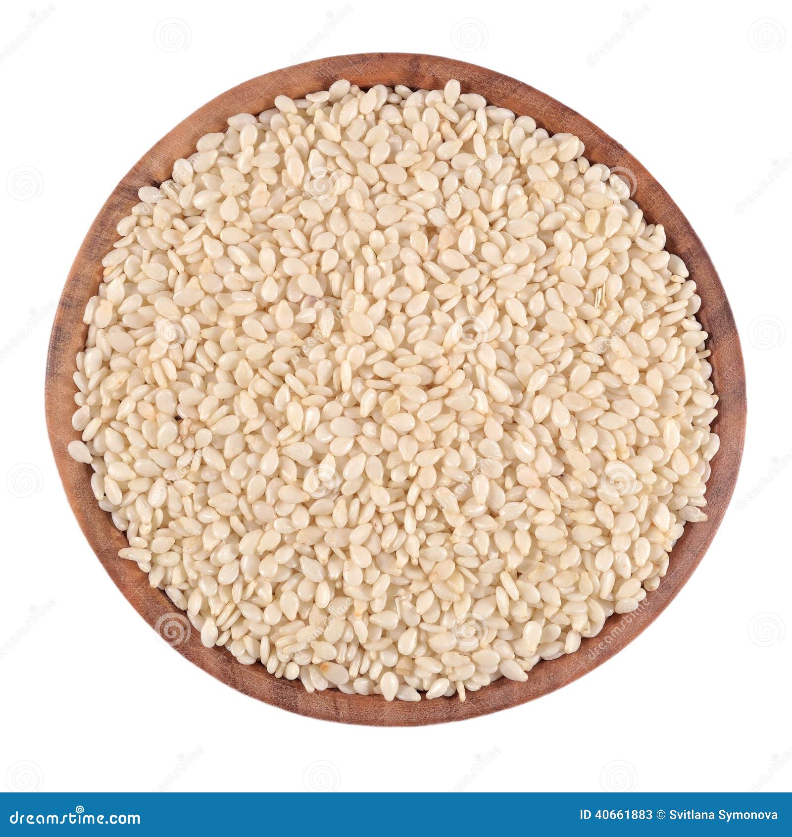 Sesame Seeds in a Wooden Bowl on a White Stock Image - Image of diet ...