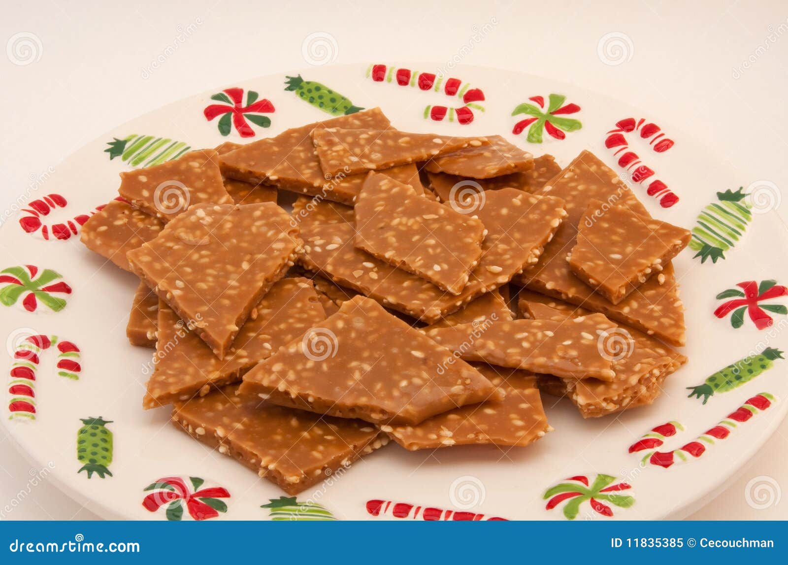 Sesame Toffee on a Christmas Plate Stock Image - Image of toffee ...