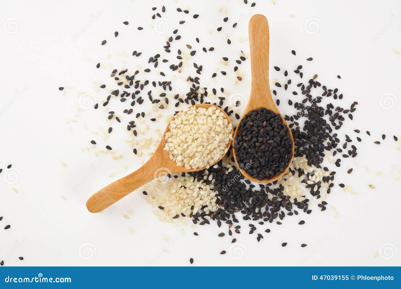 Sesame on wood spoon stock image. Image of seeds, oriental - 47039155