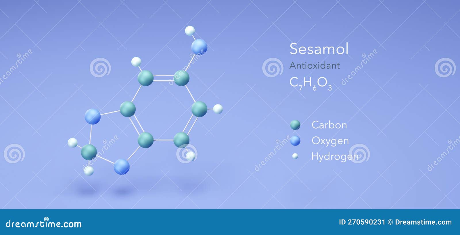 Sesamol Molecule, Molecular Structures, Antioxidant, 3d Model ...