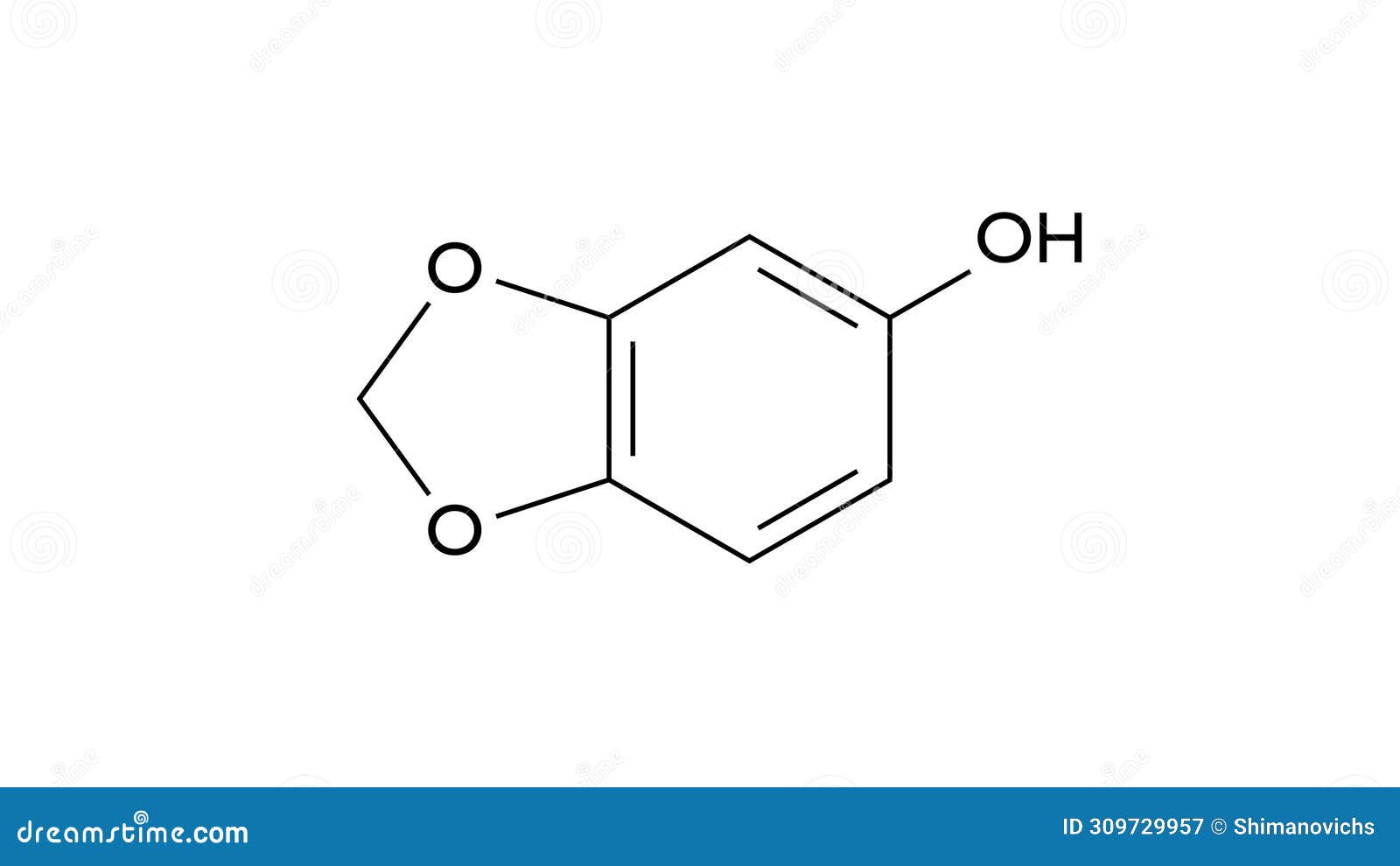 Sesamol Molecule, Structural Chemical Formula, Ball-and-stick Model ...