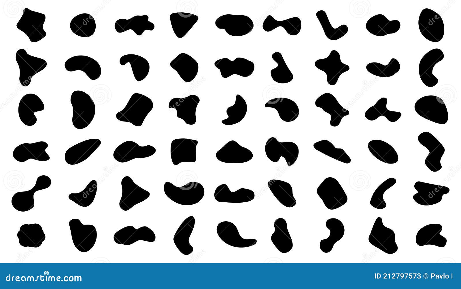 Set â„–2 of Random Abstract Blotch Shapes. Liquid Shape Elements. Black ...