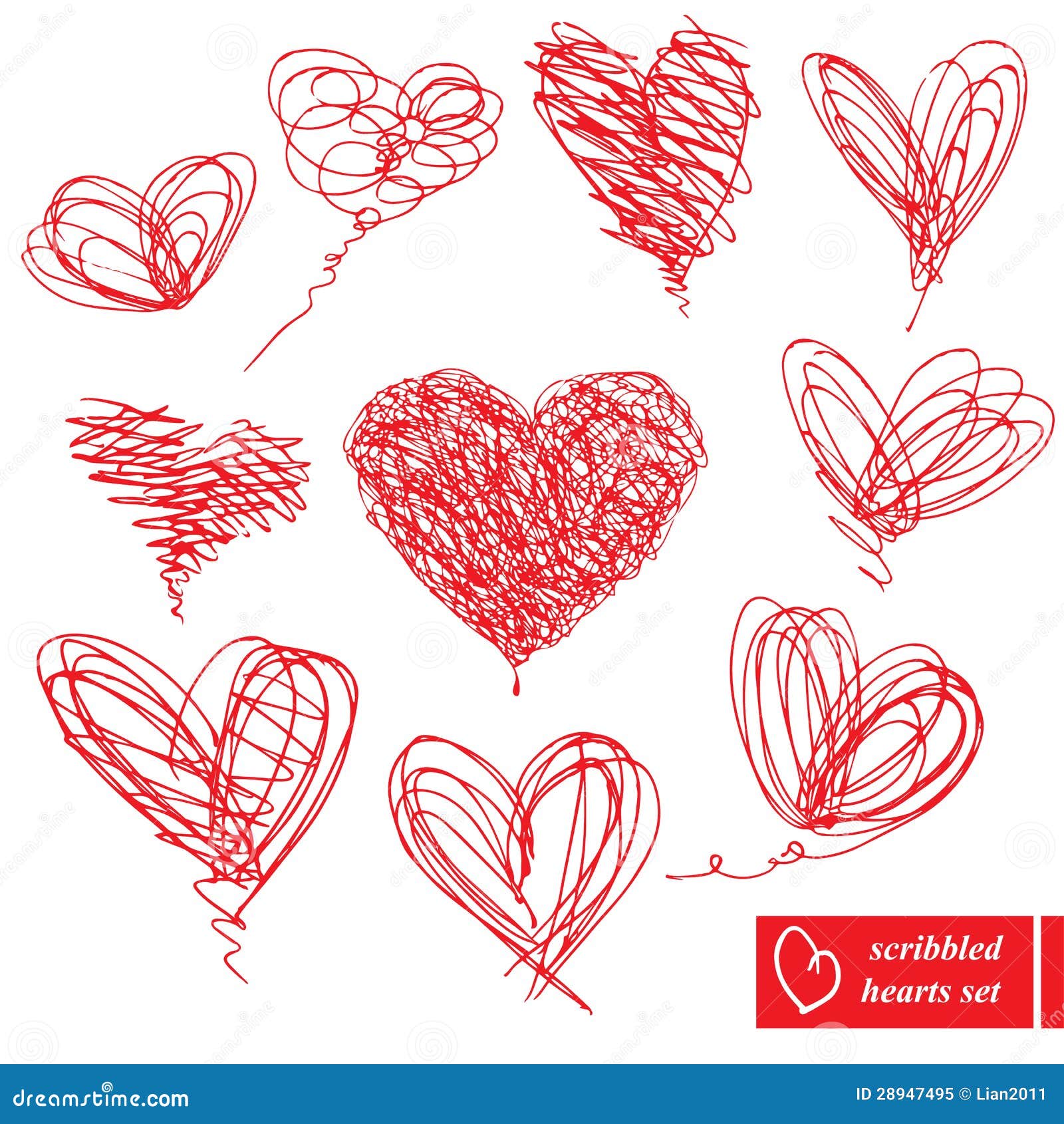 Set of 10 scribbled hand stock illustration. Illustration of drawn ...