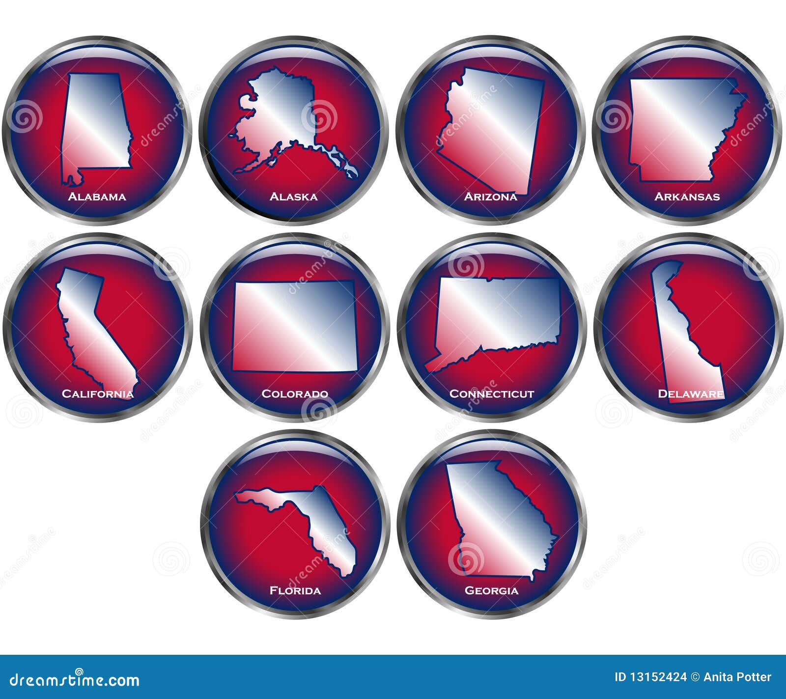 Set of 10 State Buttons Set 1 Stock Vector - Illustration of circle ...