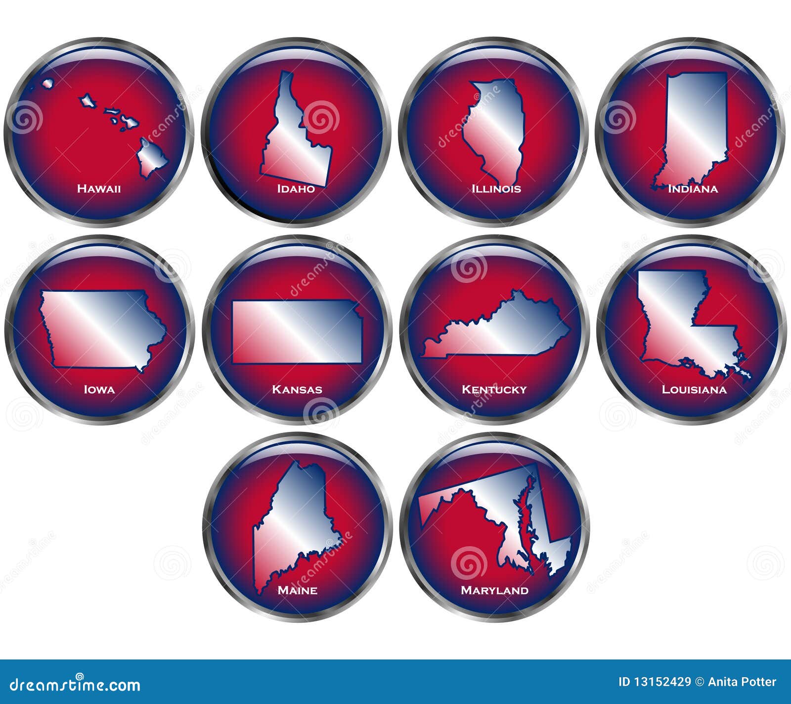 Set of 10 State Buttons Set 2 Stock Vector - Illustration of kansas ...