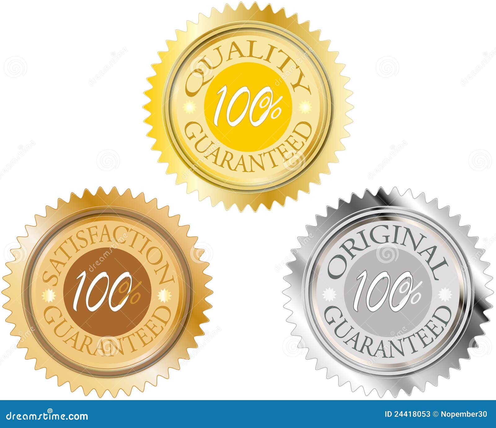 Set of 100 Percent Guaranteed Stock Vector - Illustration of guarantee ...