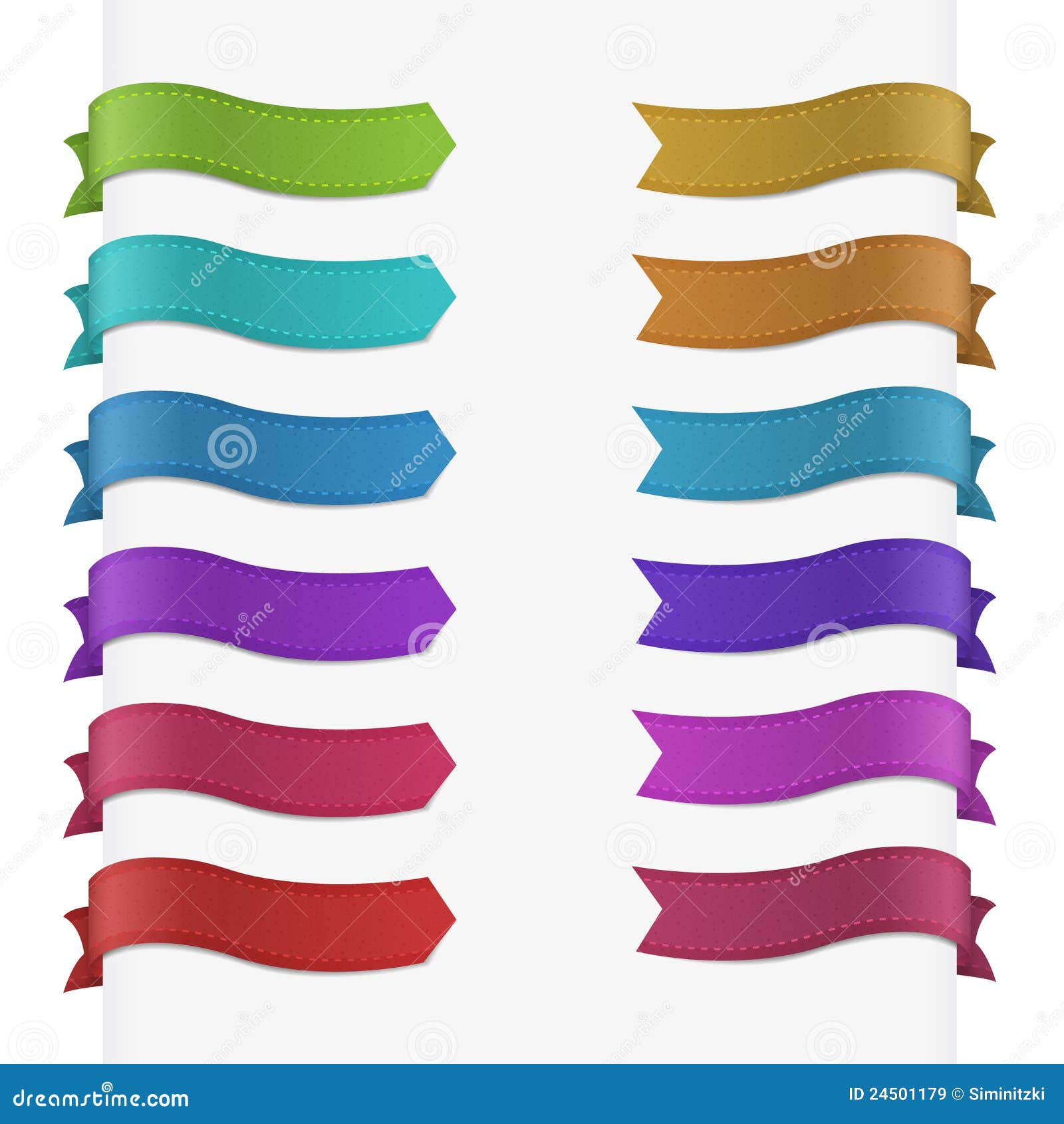 Set of 12 Quality Textured Ribbons. Stock Vector - Illustration of ...