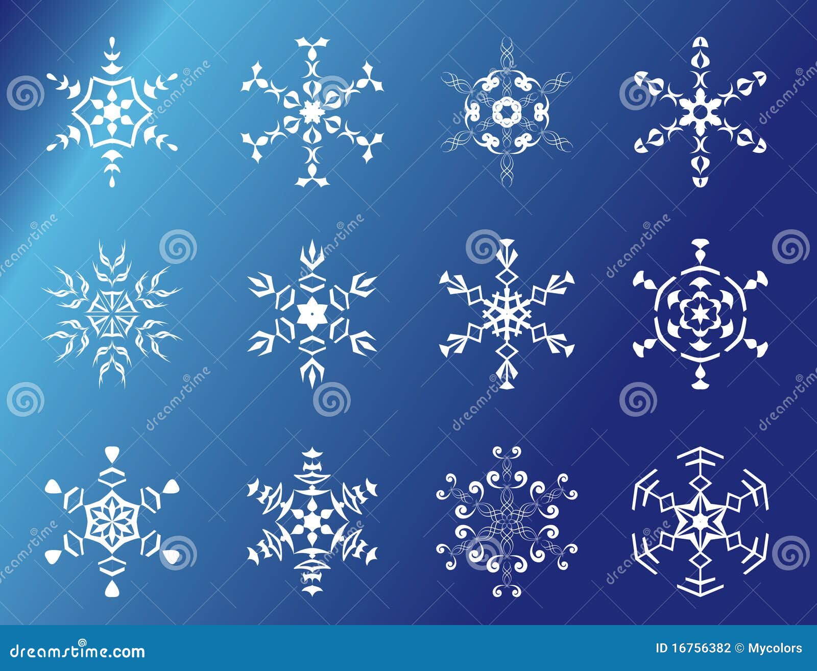 Set of 12 Vector Snowflakes Stock Vector - Illustration of decorative ...