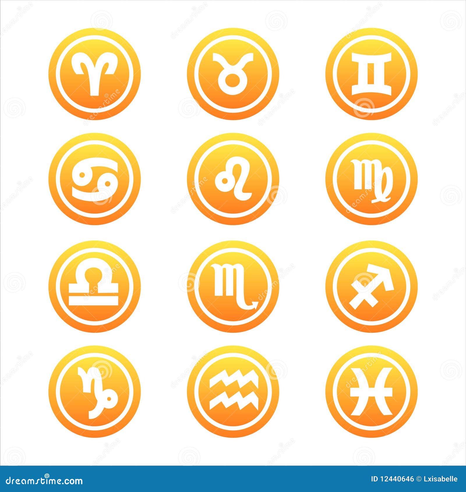 Set of 12 zodiac signs stock vector. Illustration of capricorn - 12440646