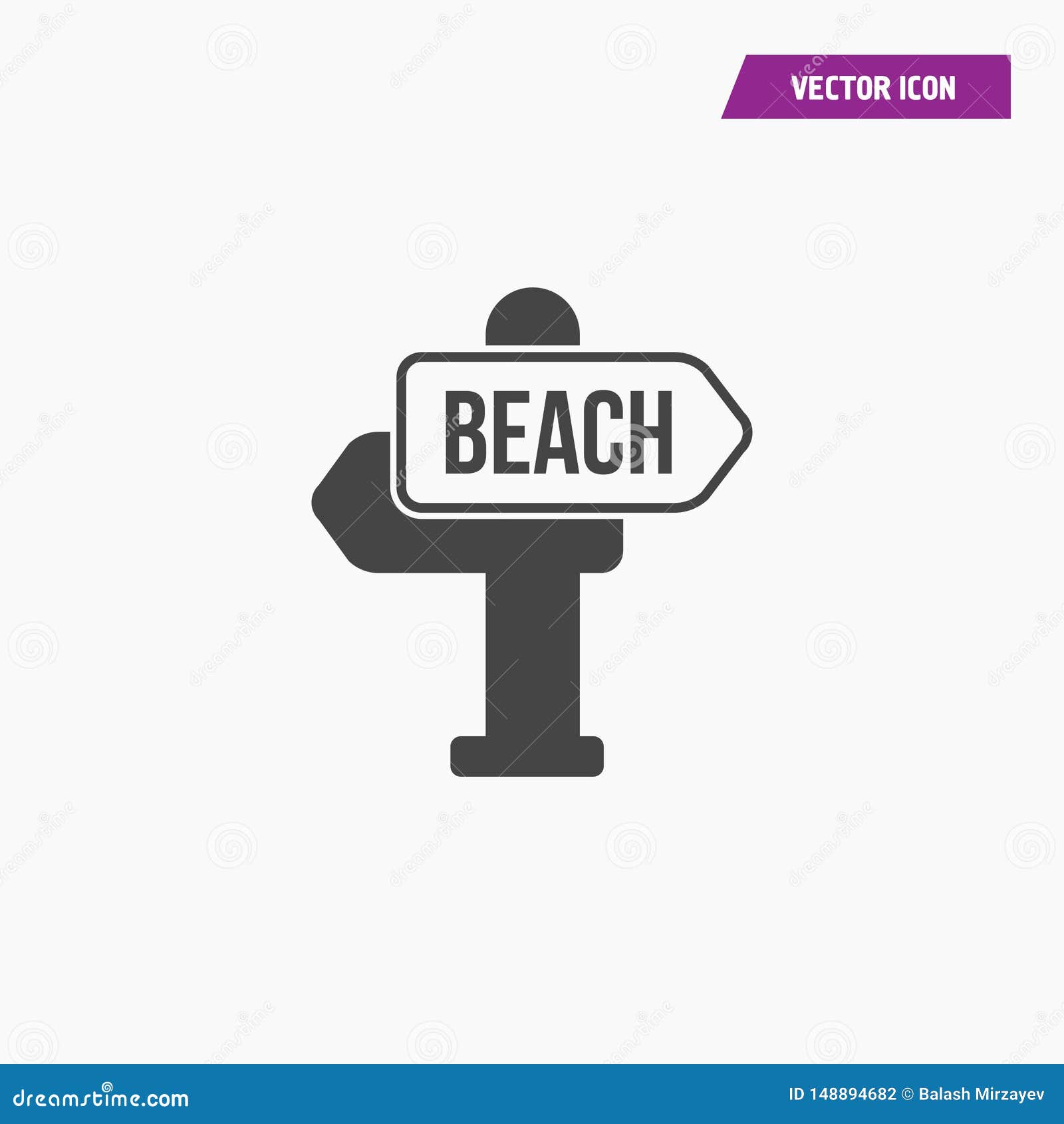 Beach Road Sign, Direction Vector Icon. Stock Vector - Illustration of ...