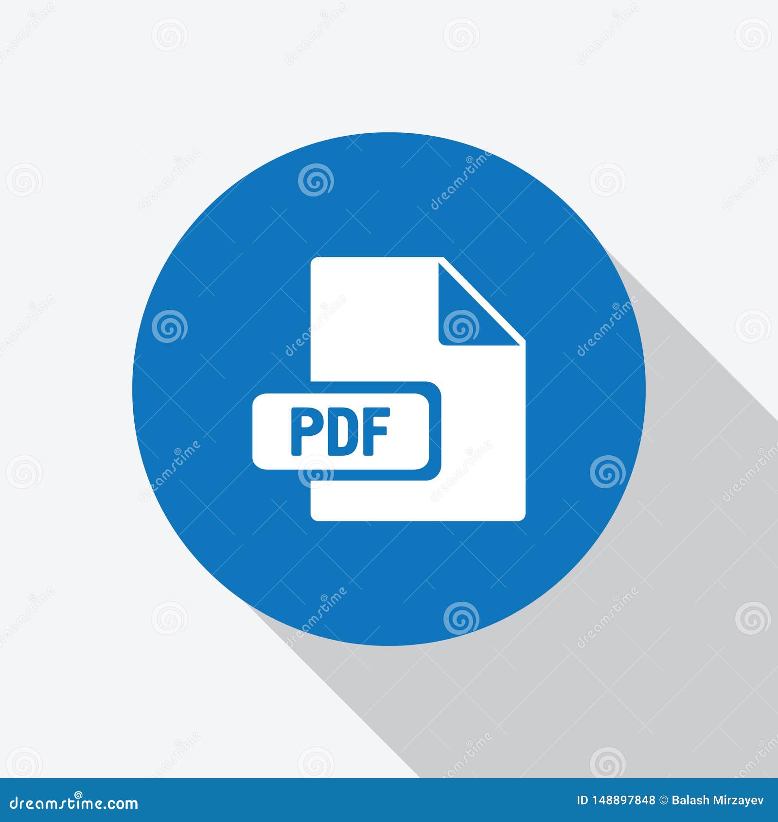 White Download Pdf File Icon in Blue Circle. Stock Vector ...