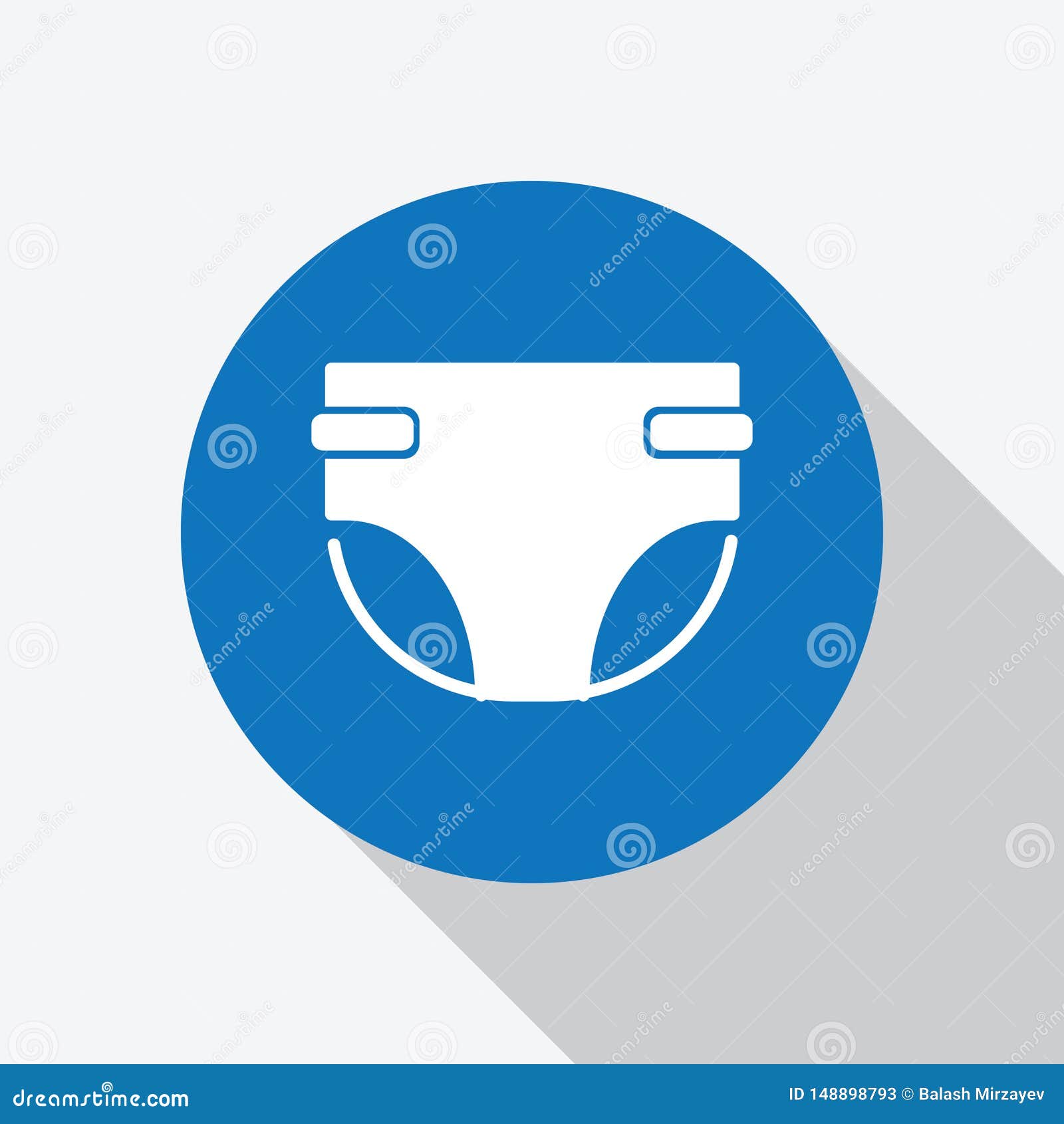 White Diaper Icon Blue Circle with Shadow. Stock Vector - Illustration ...
