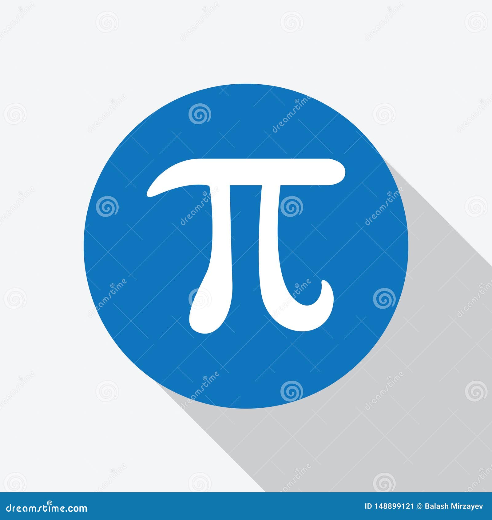 White Greek Pi Letter Icon in Blue Circle. Stock Vector - Illustration ...