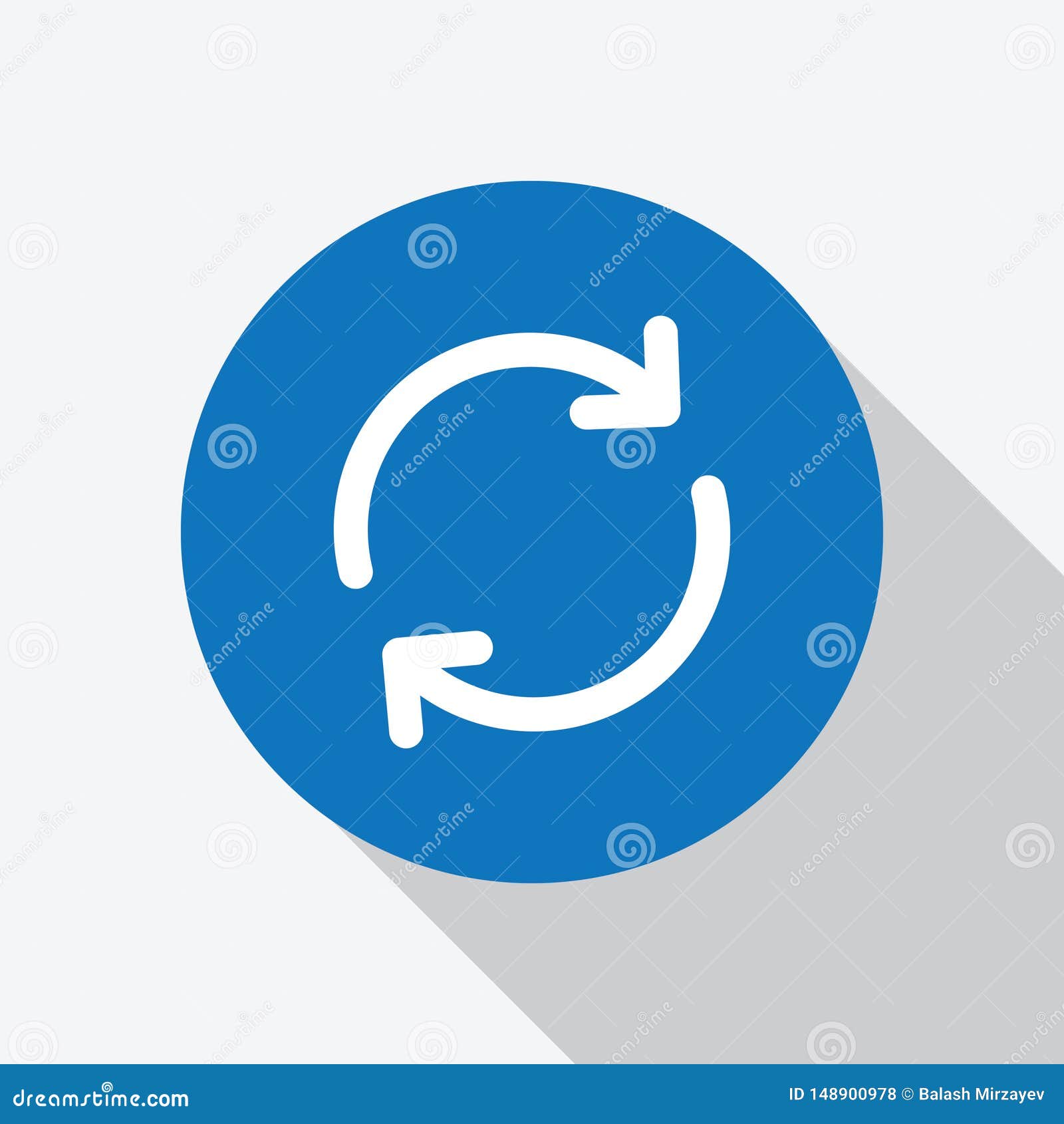 White Cycle,rotation Arrow Icon in Blue Circle. Stock Vector ...