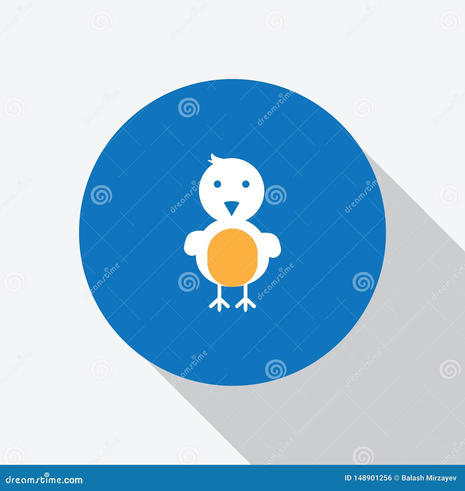 White Cute Baby Chick Icon with Yellow Stomach Stock Vector ...