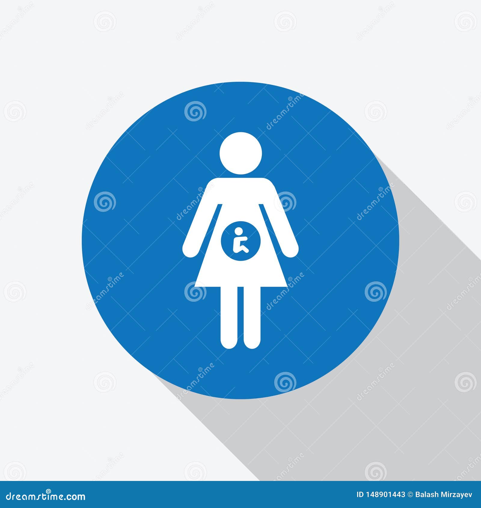 White Pregnant Woman Icon in Blue Circle. Stock Vector - Illustration ...