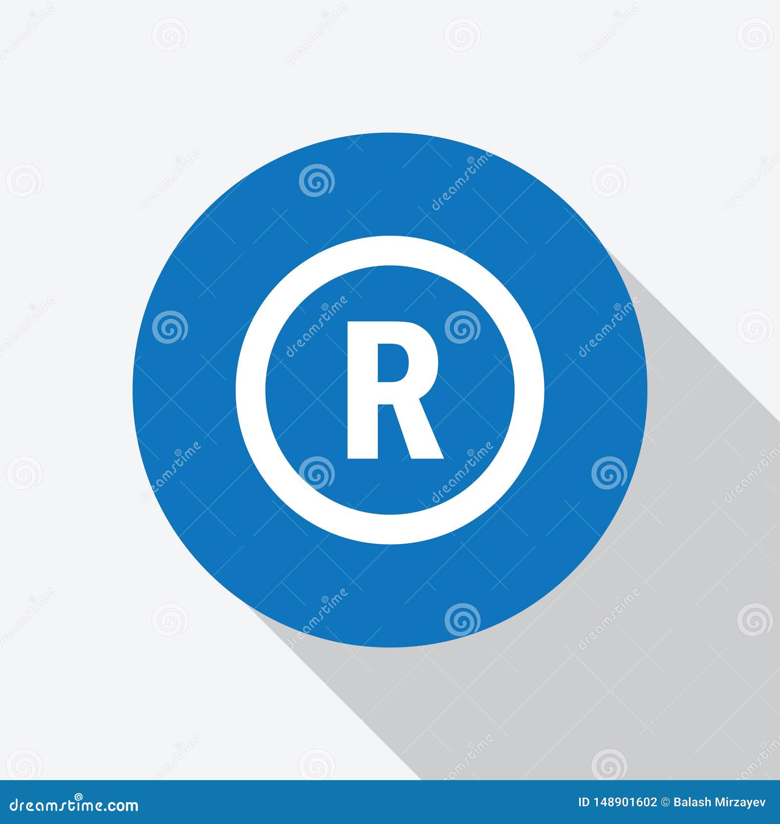 White Register Trademark Icon in Blue Circle. Stock Vector ...