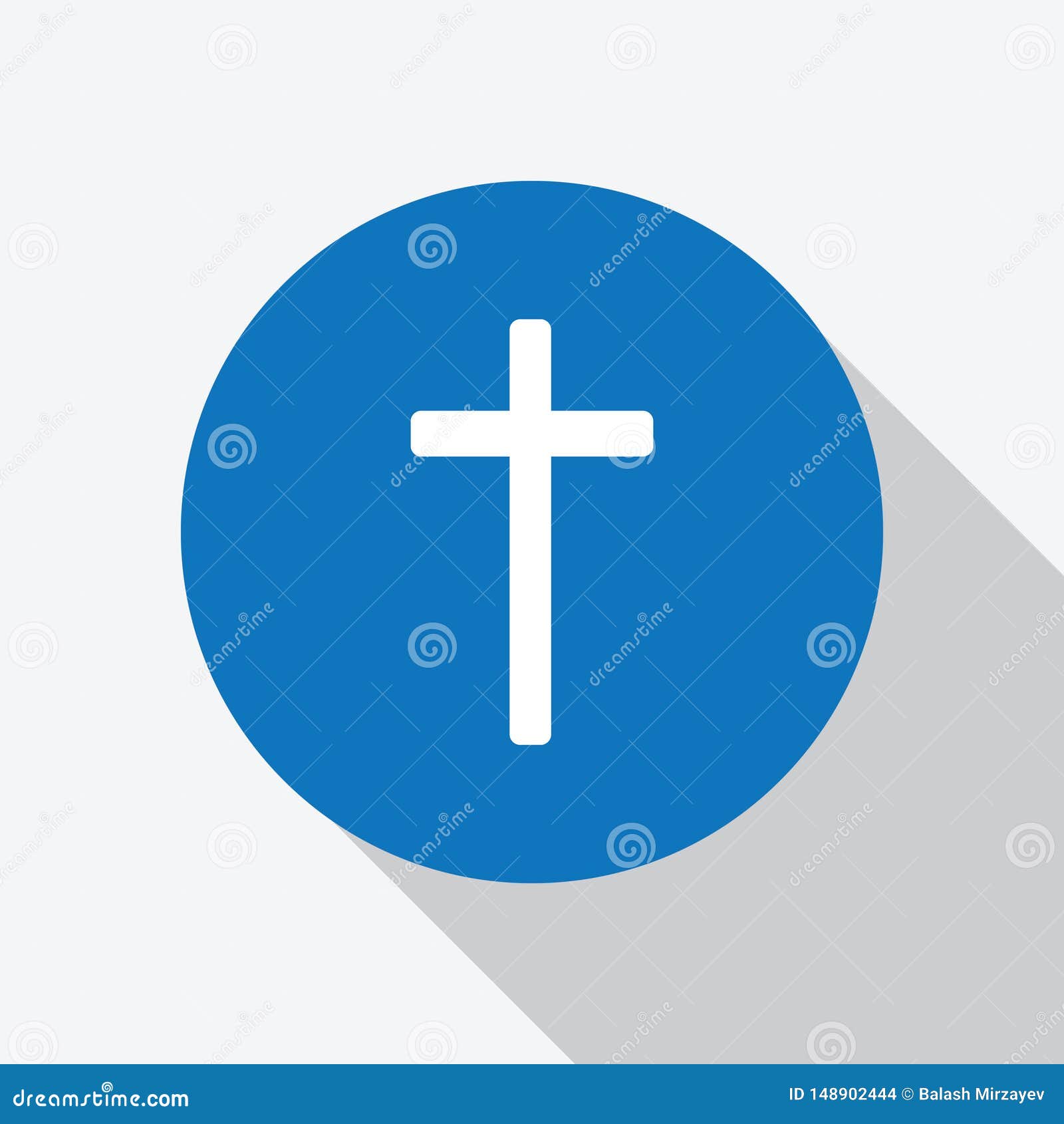 White Christian Religion Cross Icon in Blue Circle Stock Vector ...