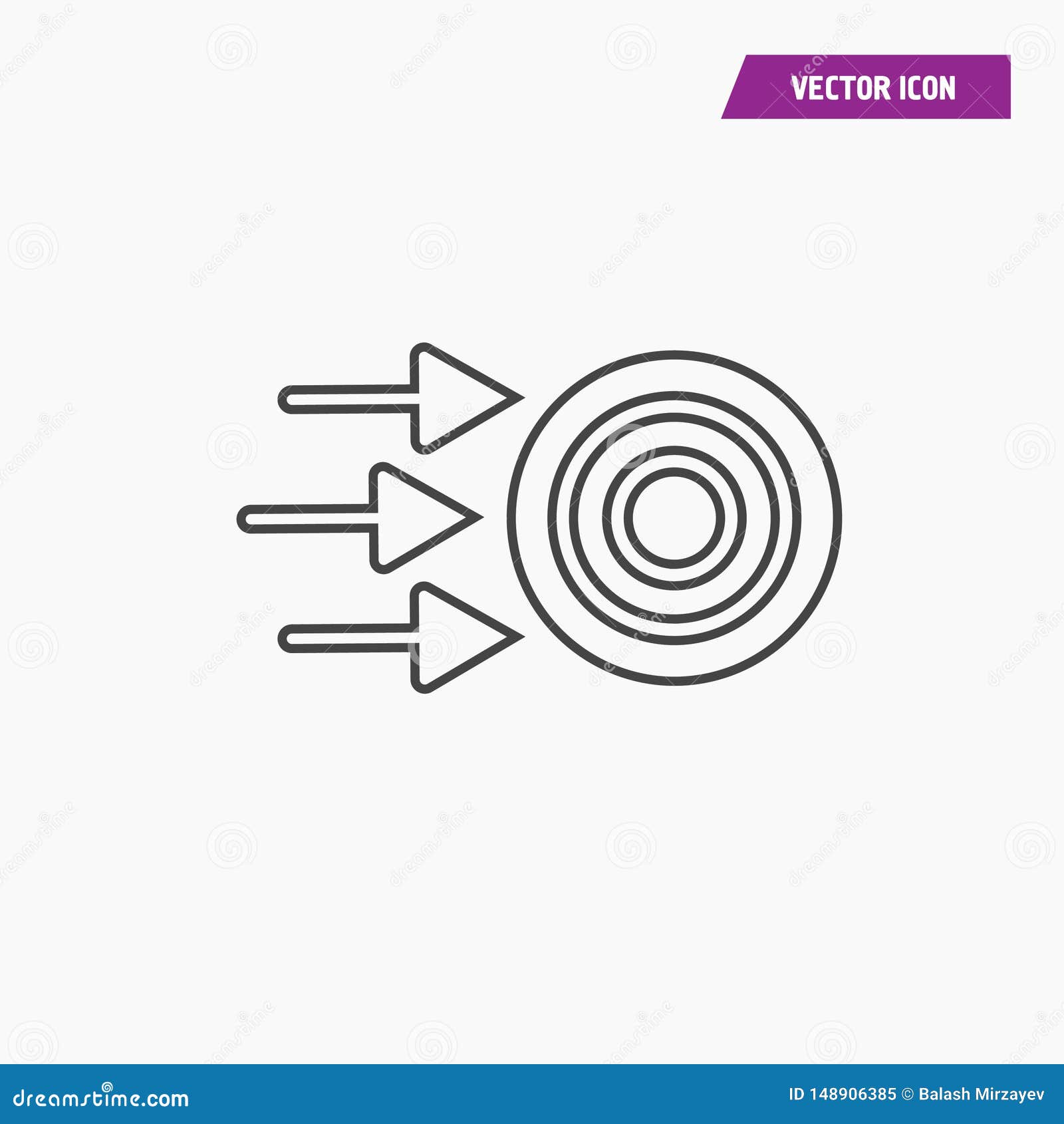 Line Darts Target Shooting with Arrows Icon. Stock Vector ...