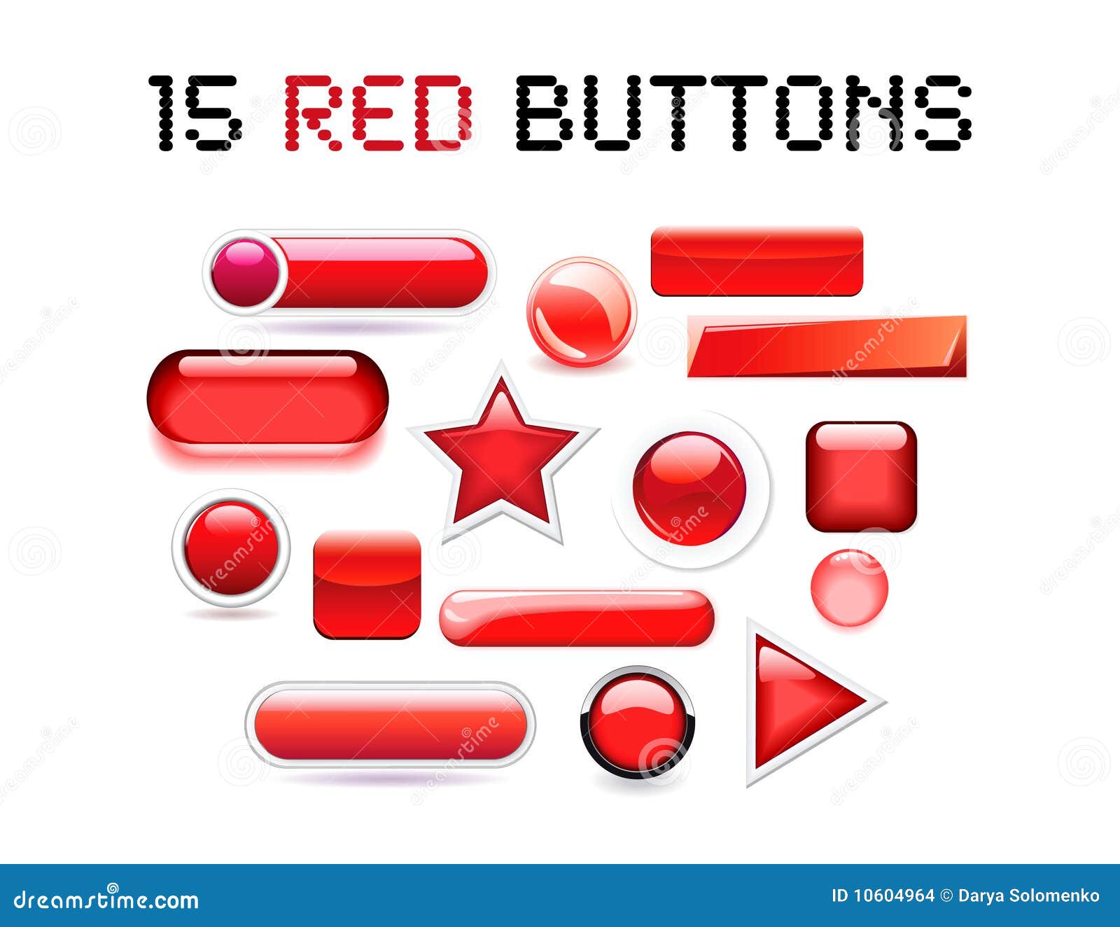 Set of 15 Various Red Buttons in Stock Illustration - Illustration of ...